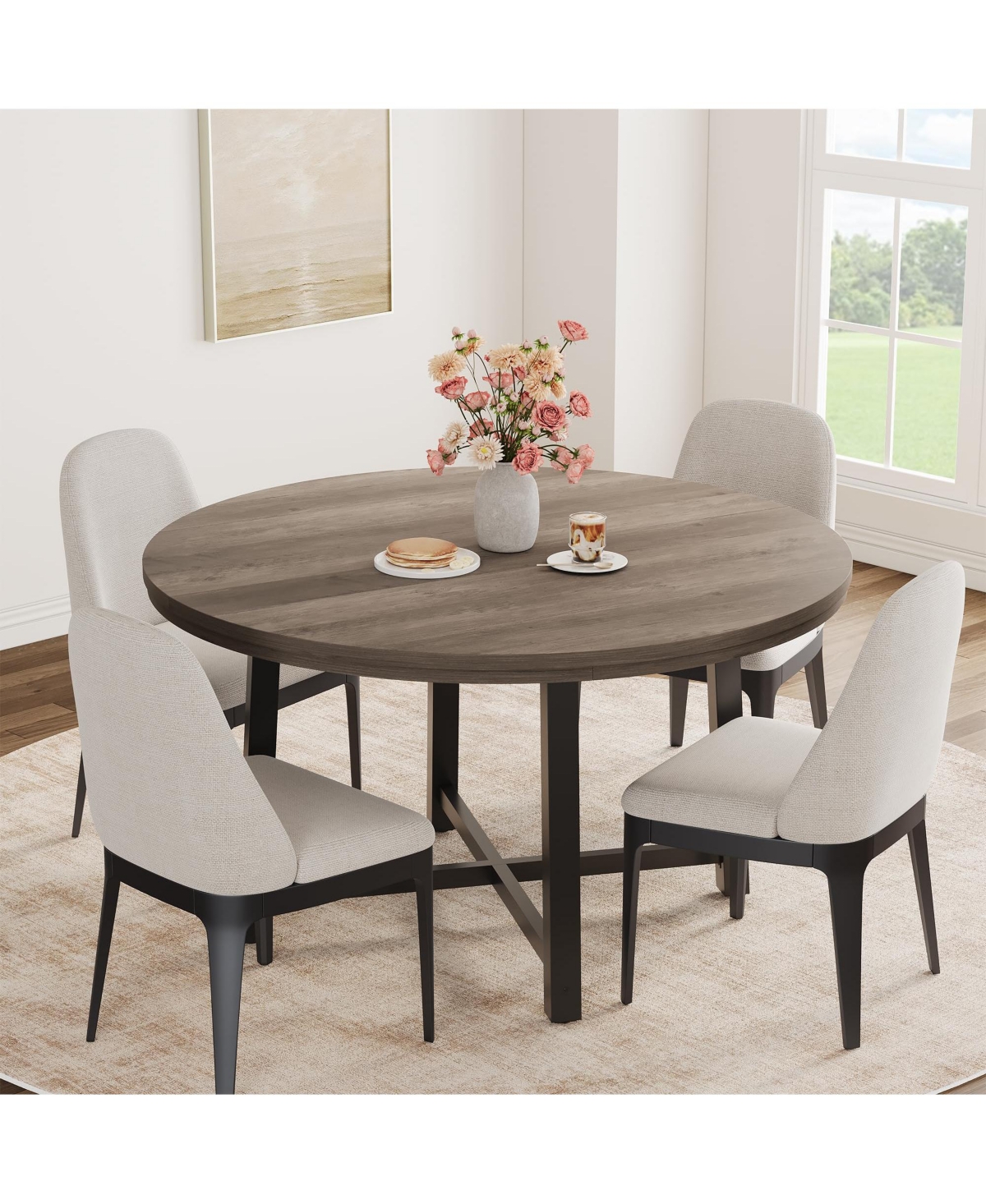 Click here for homfan Round Dining Table for 4 to 6 with Metal Fr... prices