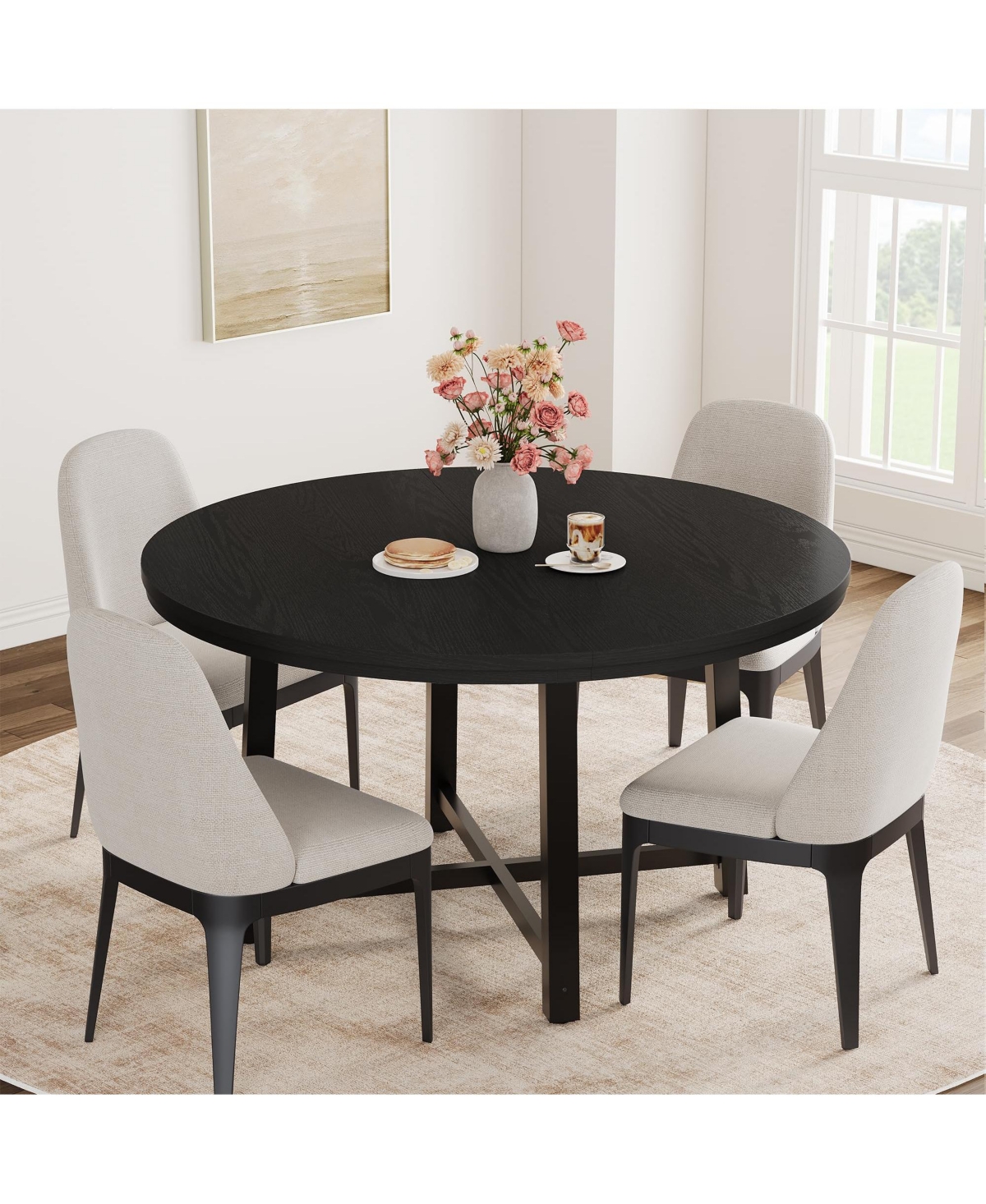 Click here for homfan Round Dining Table for 4 to 6 with Metal Fr... prices