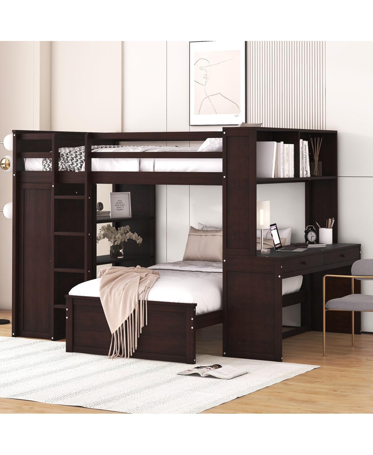 Click here for Streamdale Furniture Loft Bed With Twin Bed  Shelv... prices