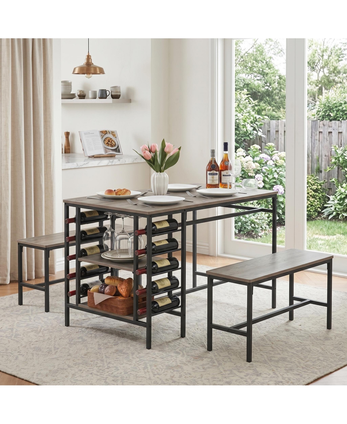 Click here for homfan 3 Pcs Dining Table Set with Tuck-In Benches... prices