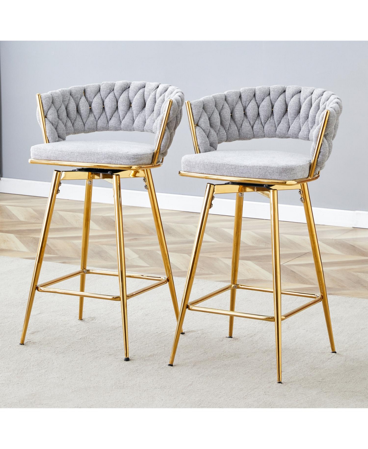 Click here for Rainsken Swivel Bar Stools Set of 2  with Linen Fa... prices