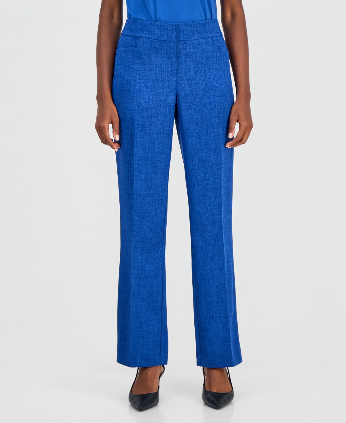 Click here for Kasper Womens Textured High-Rise Straight-Leg Trou... prices