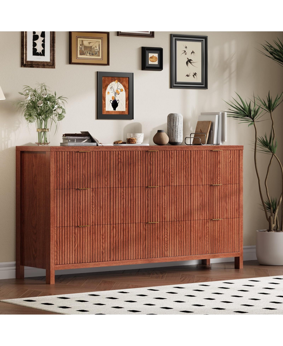Click here for gaomon 58.5 Wide Fluted 9 Drawer Dresser  Mid-Cent... prices