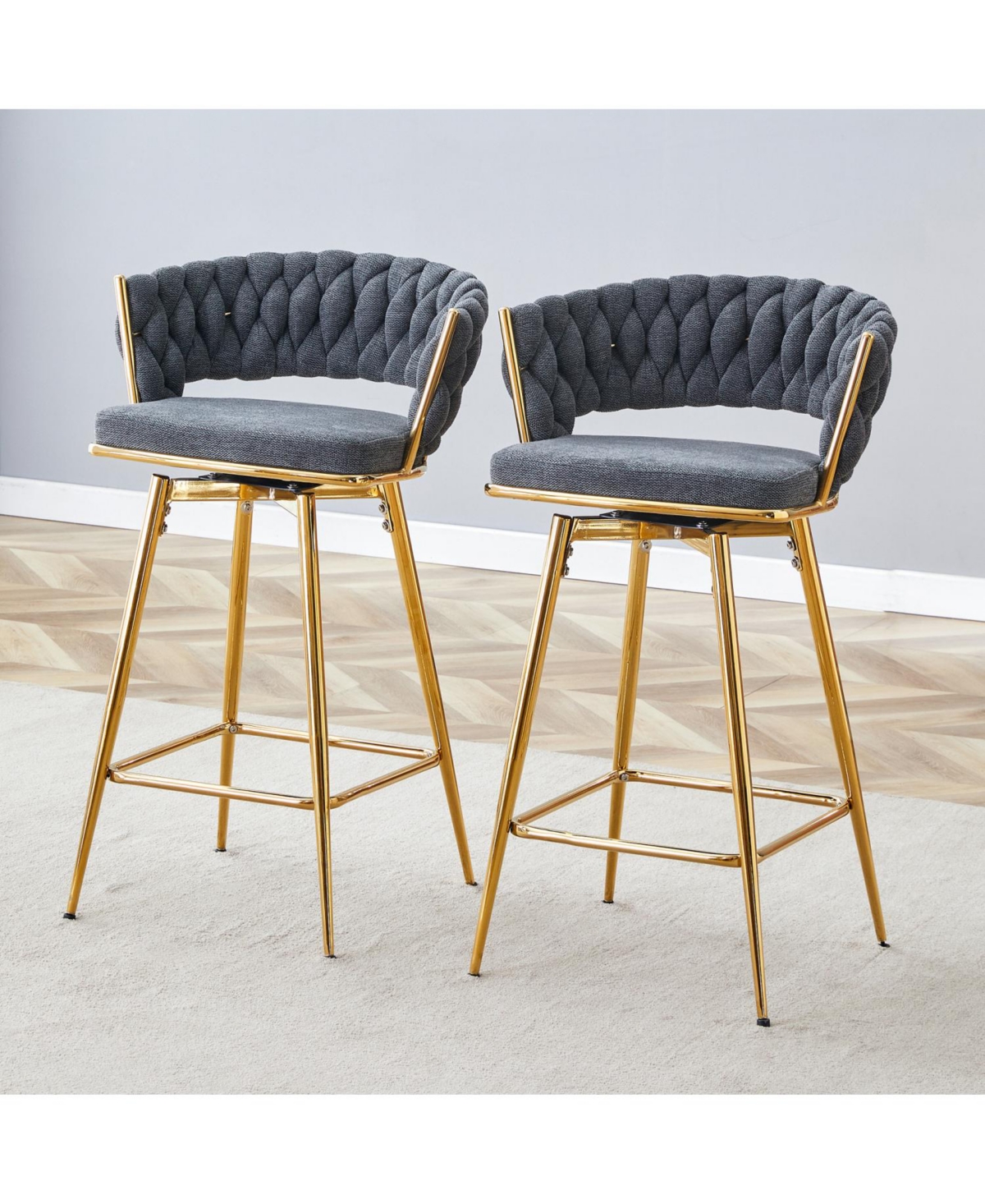 Click here for Rainsken Swivel Bar Stools Set of 2  with Linen Fa... prices