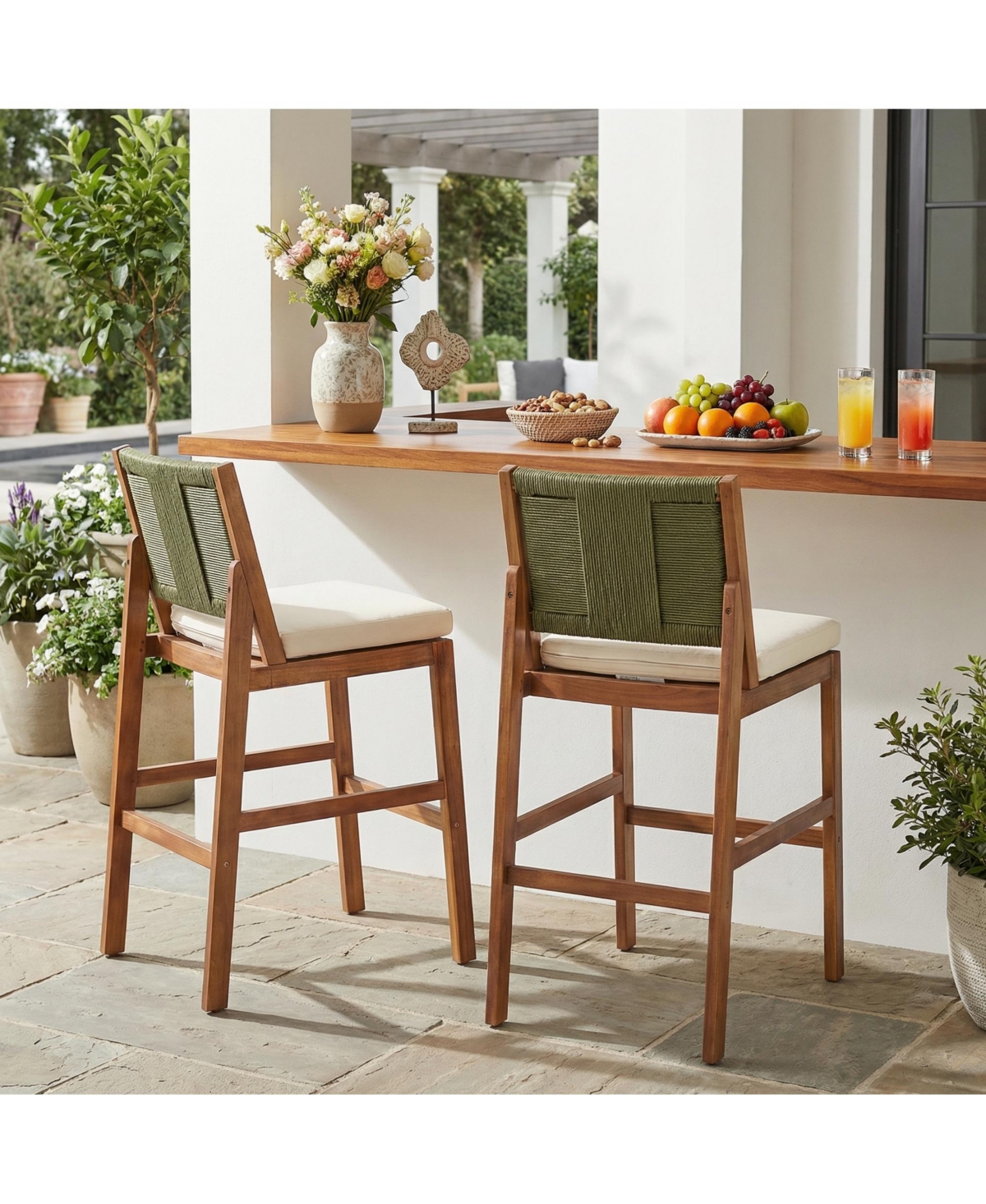 Click here for Rainsken Outdoor Bar Stools Set of 2  Acacia Wood... prices