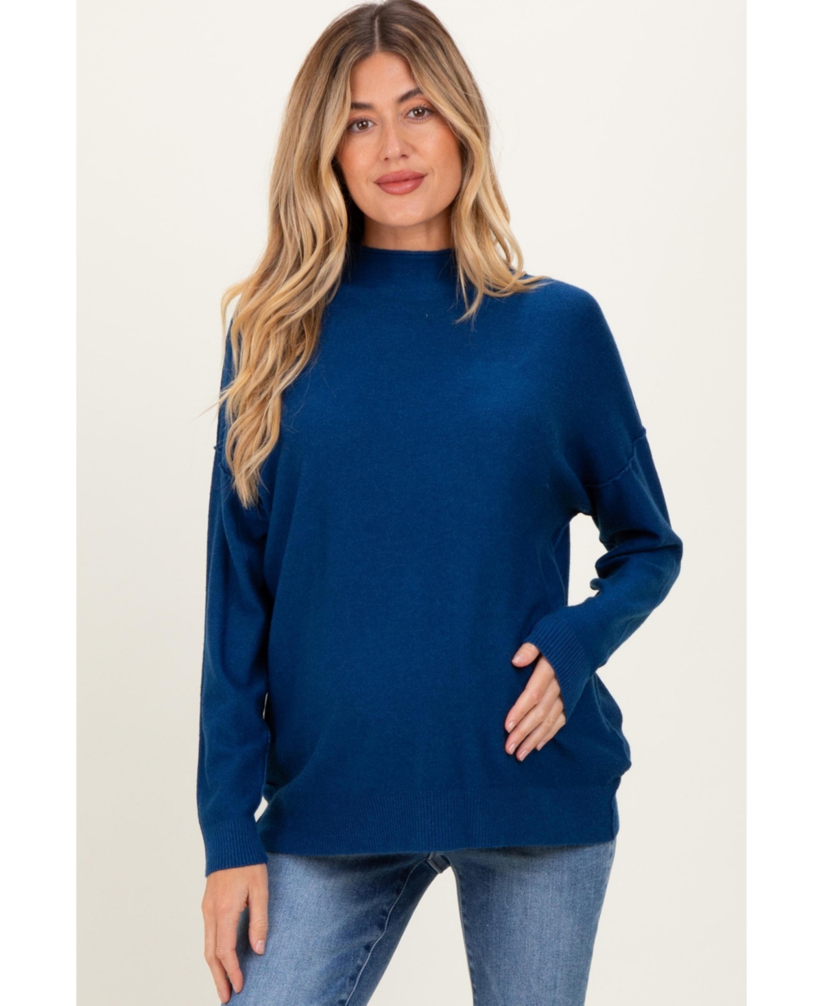 Click here for Pinkblush Maternity Mock Neck Exposed Seam Sweater... prices