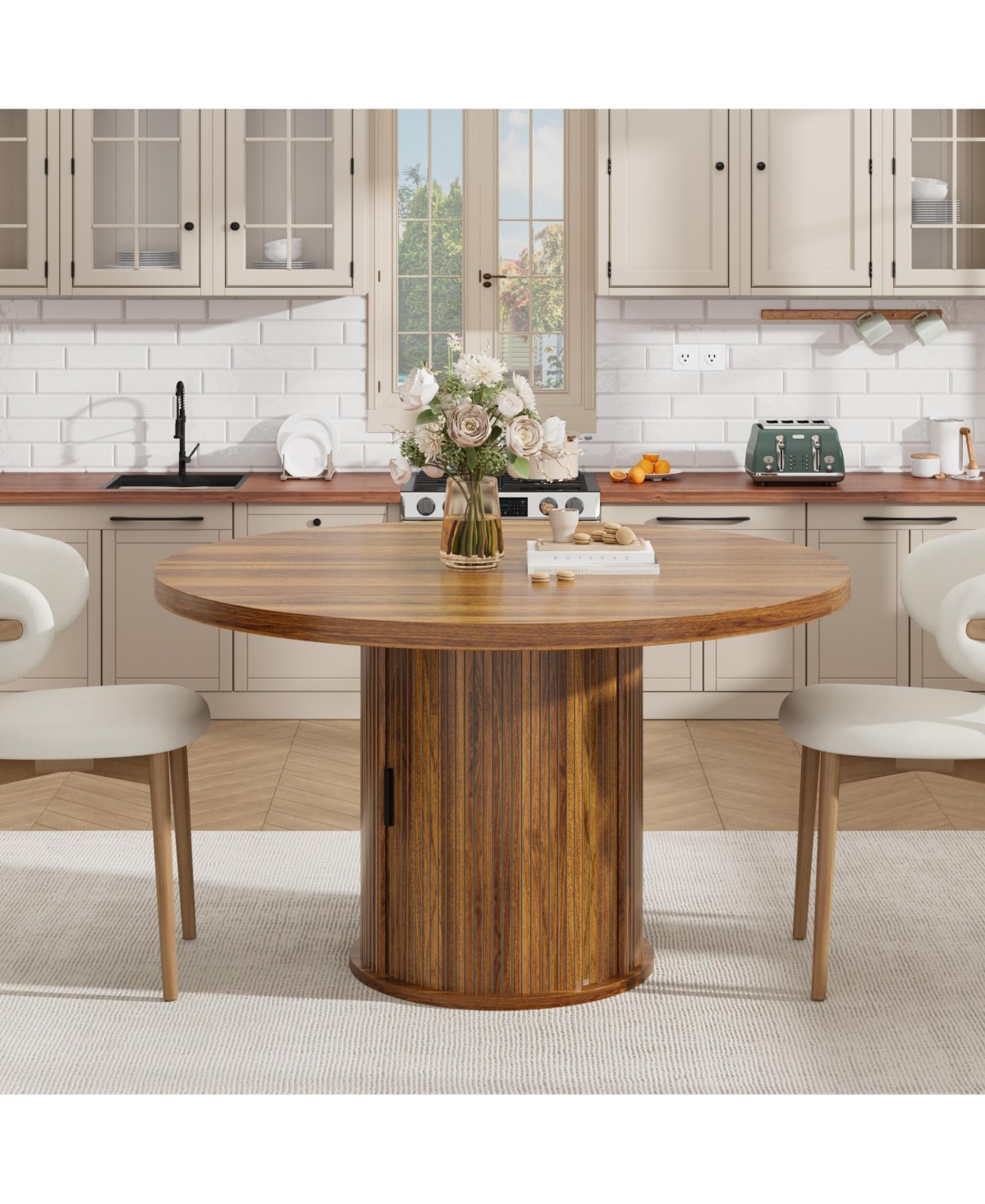 Click here for homfan 47 In Round Dining Table with Storage Shelf... prices