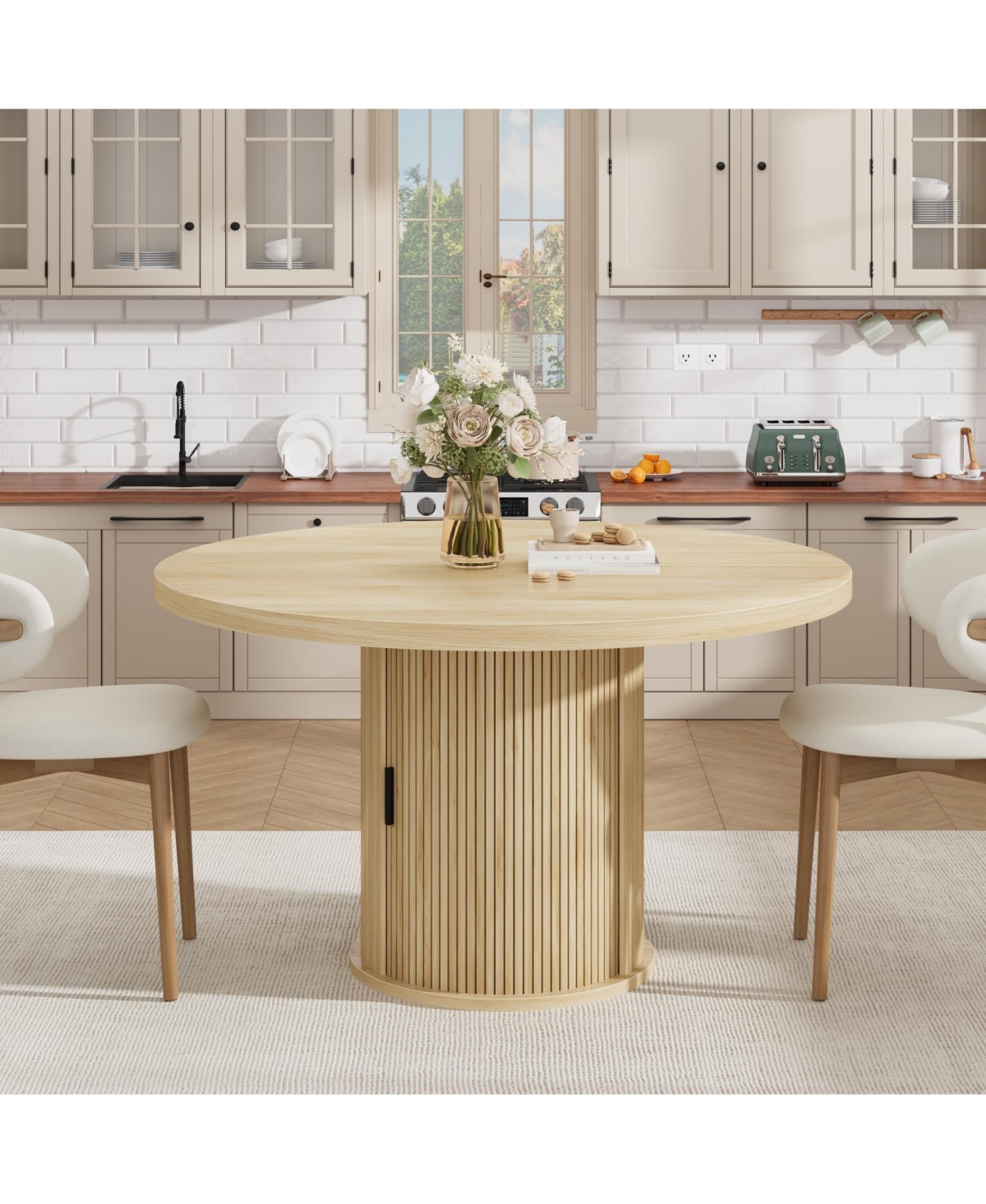Click here for homfan 47 In Round Dining Table with Storage Shelf... prices