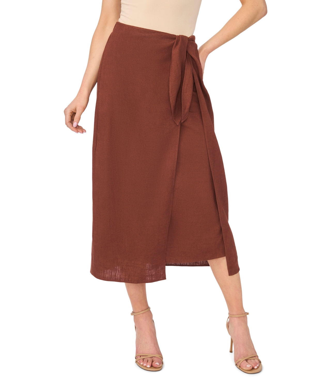 Click here for CeCe Womens Wide-Tie Slit Piping Trim Midi Skirt -... prices