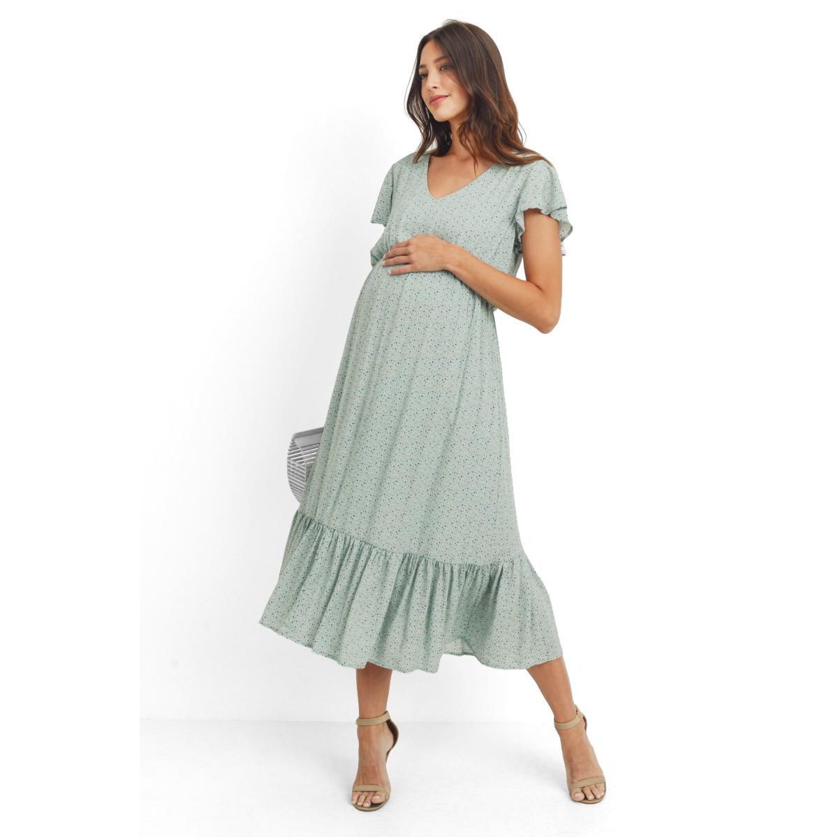 Click here for Hello Miz Maternity Flutter Sleeve V-Neck Empire W... prices