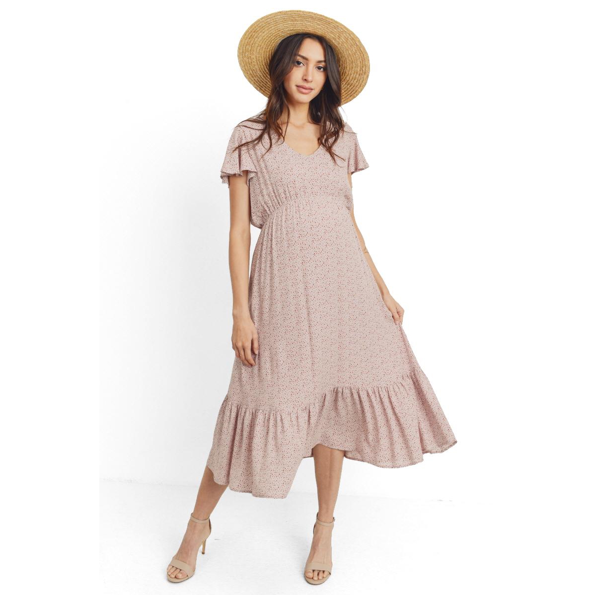 Click here for Hello Miz Maternity Flutter Sleeve V-Neck Empire W... prices