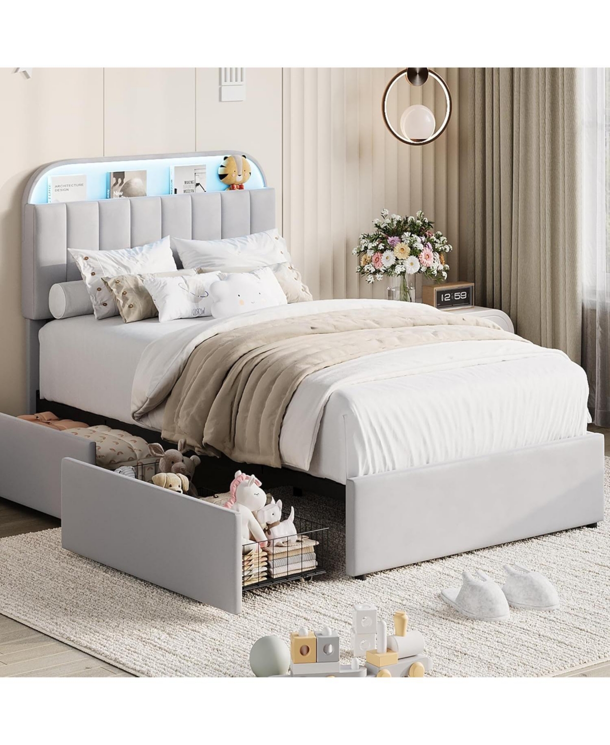 Click here for gaomon Twin Size Bed Frame with 2 Flexible Drawers... prices