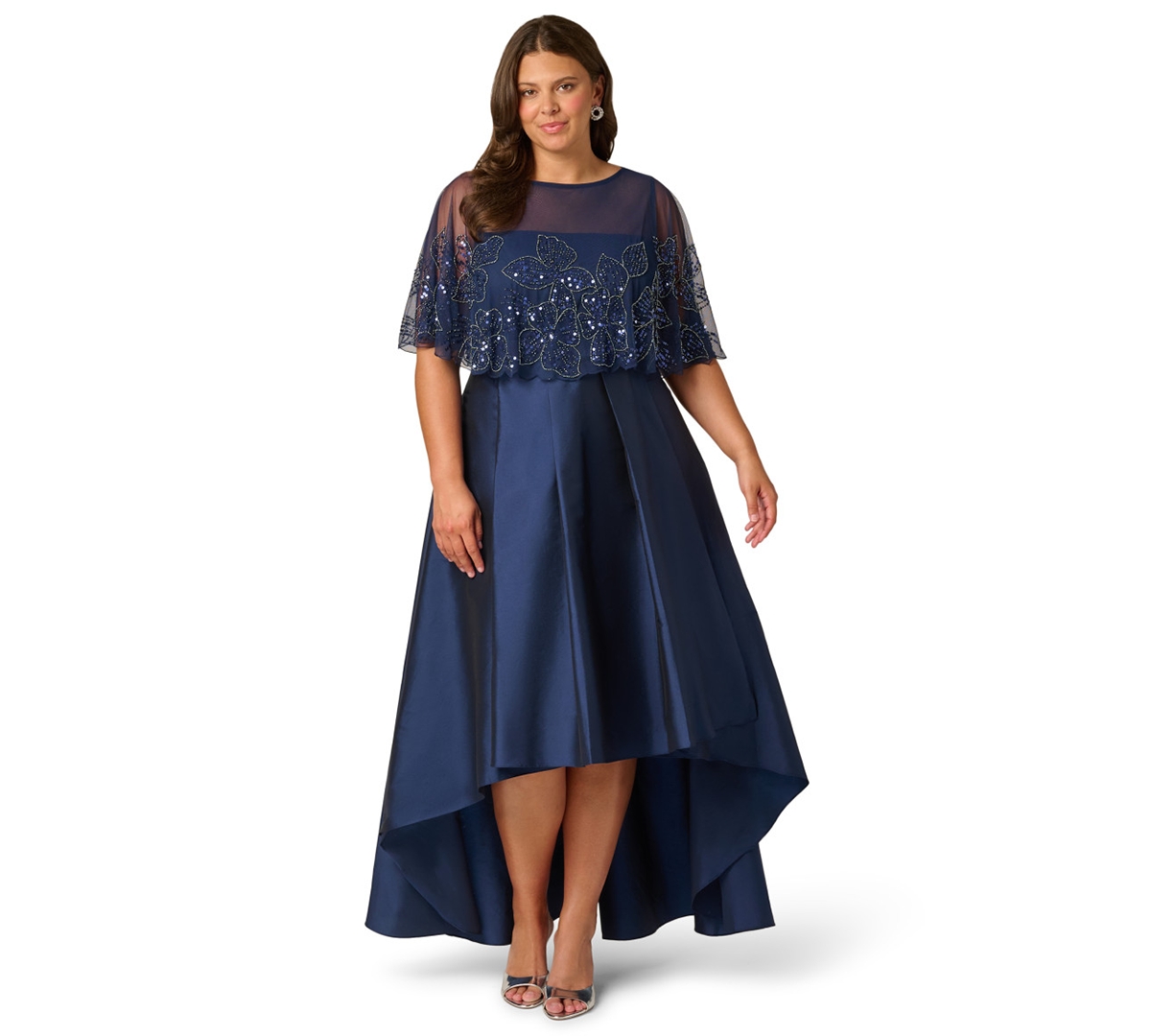 Click here for Adrianna Papell Plus Size Cape Detail Asymmetrical... prices