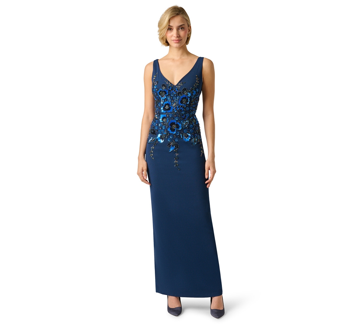 Click here for Adrianna Papell Womens Beaded V-Neck Gown - LIGHT... prices