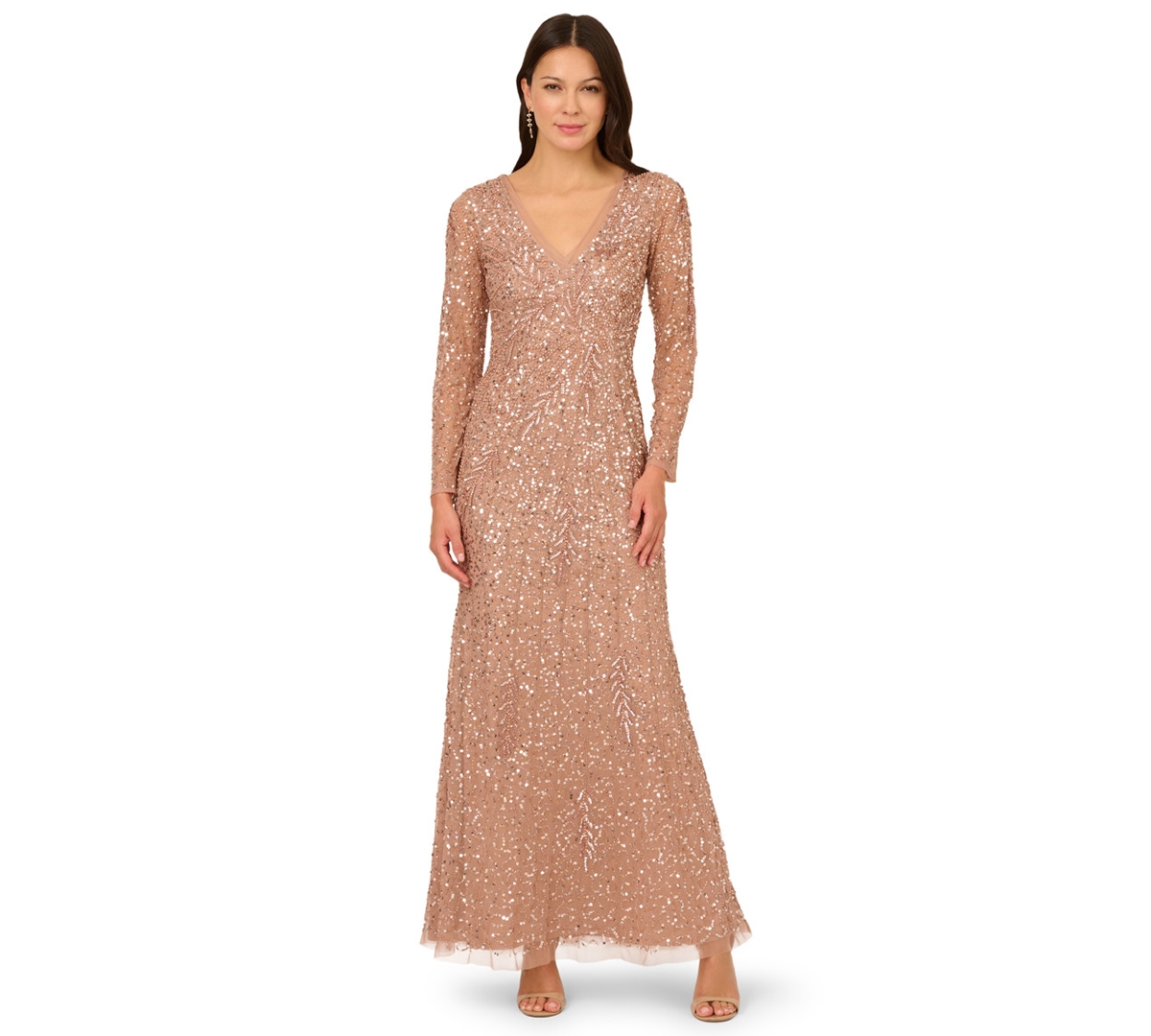 Click here for Adrianna Papell Petite V-Neck Beaded Dress - Rose... prices