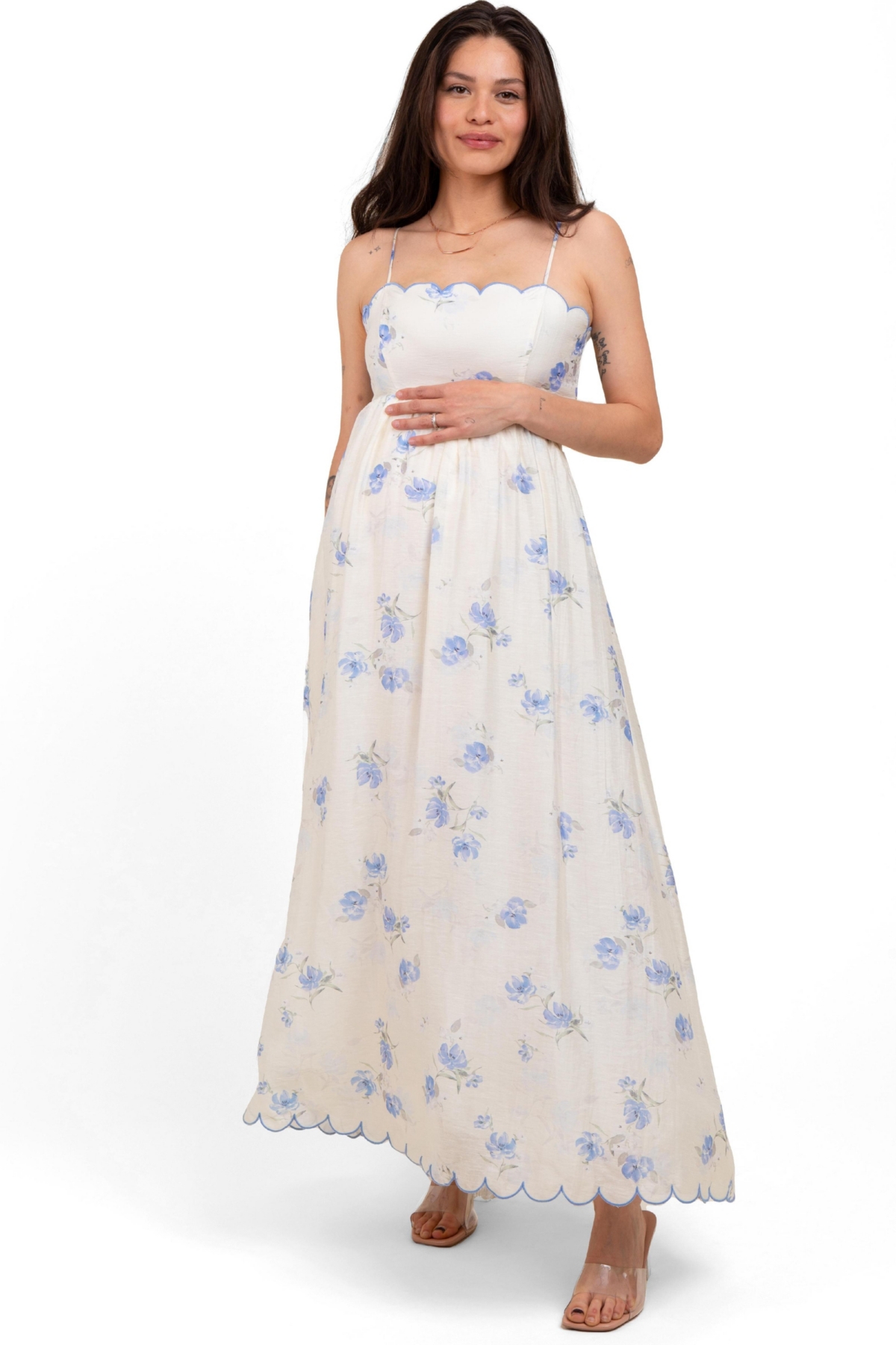 Click here for Pinkblush Maternity Blue Floral Scallop Edge Back... prices