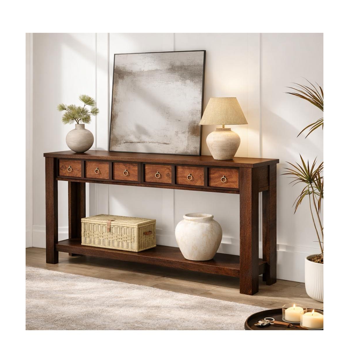 Click here for homfan Console Table with 2 Drawers and Open Shelf... prices