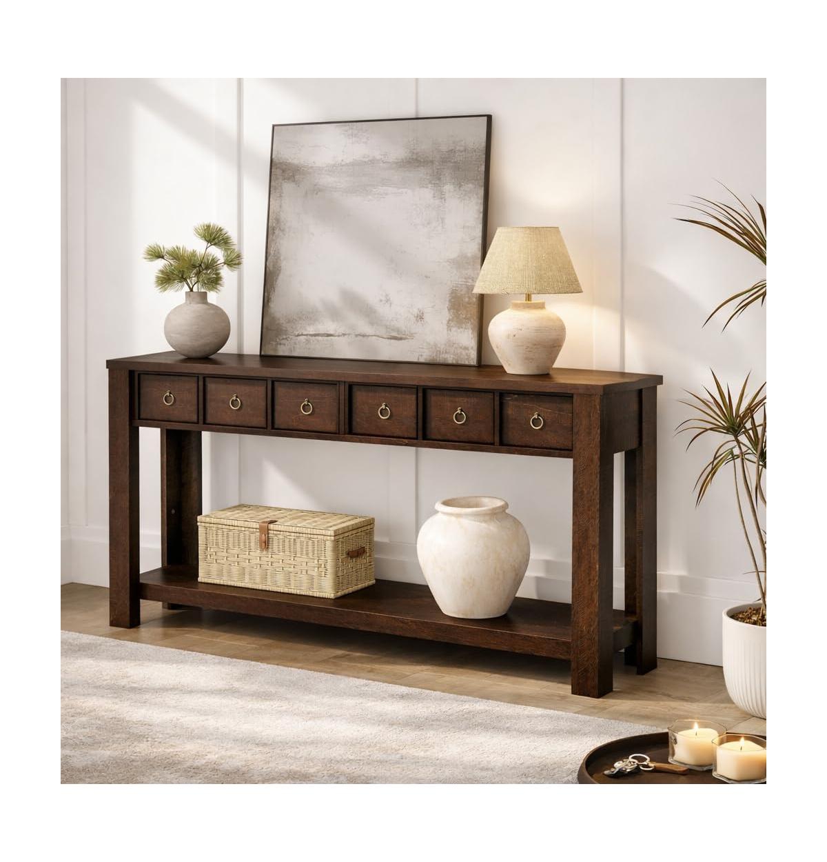 Click here for homfan Console Table with 2 Drawers and Open Shelf... prices