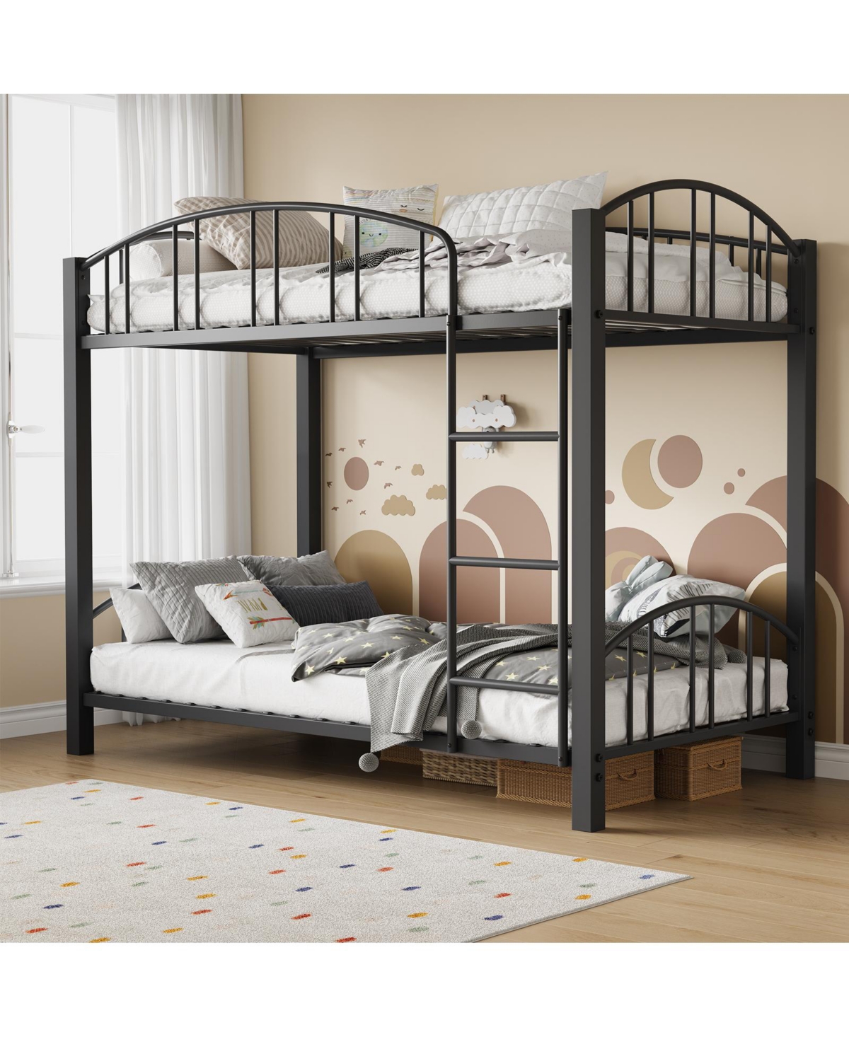 Click here for homfan Twin Over Twin Metal Bunk Bed with Ladder a... prices