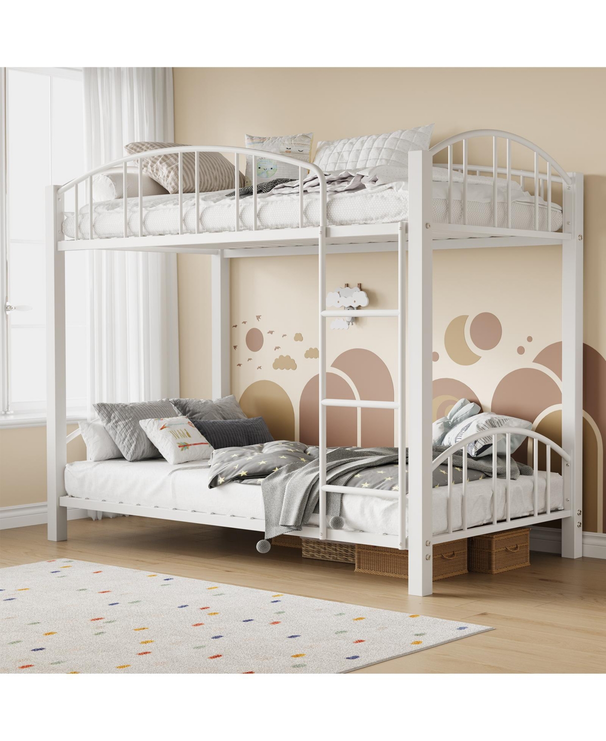 Click here for homfan Twin Over Twin Metal Bunk Bed with Ladder a... prices