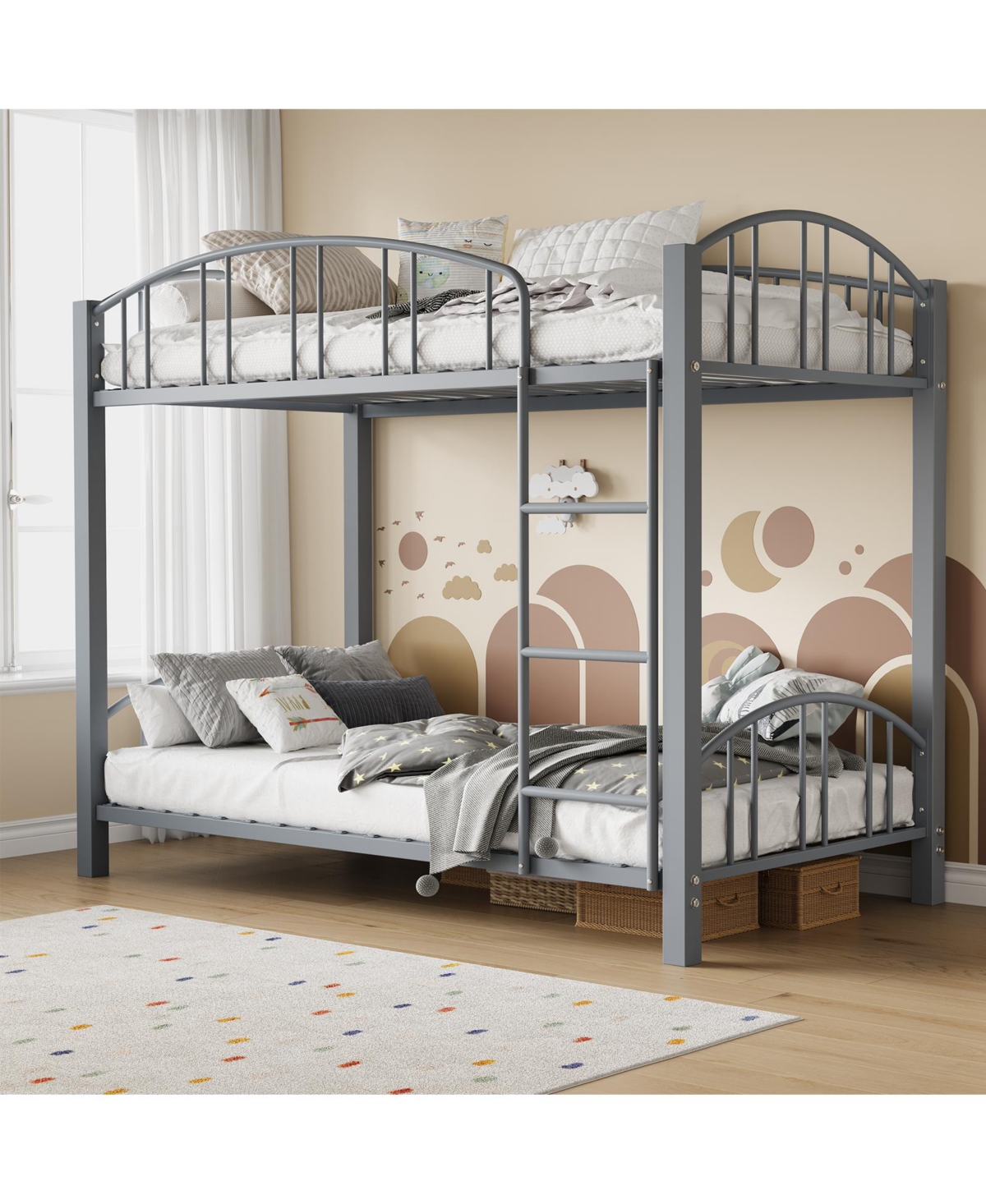 Click here for homfan Twin Over Twin Metal Bunk Bed with Ladder a... prices