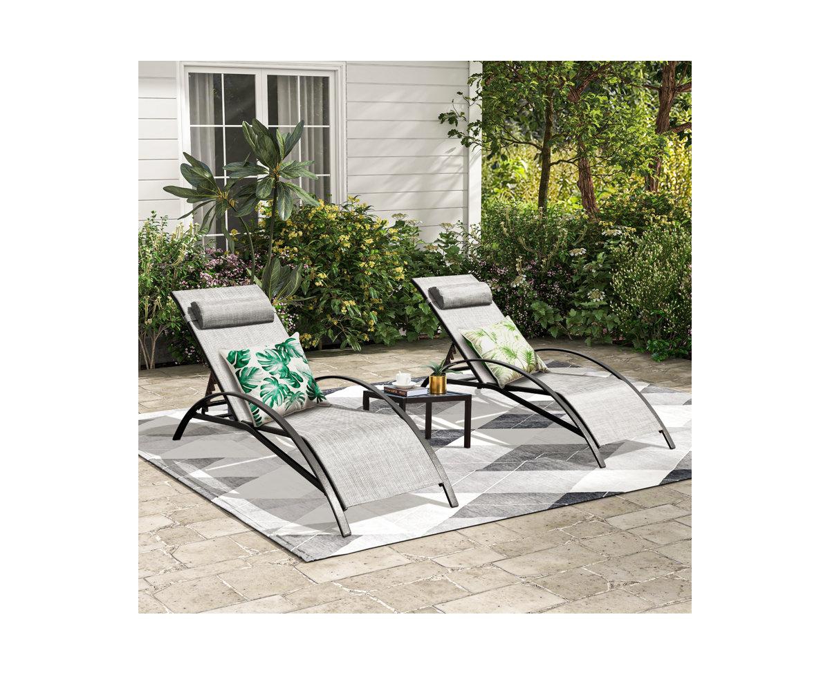 Click here for Erommy Outdoor Chaise Lounge Set with Table - Grey prices