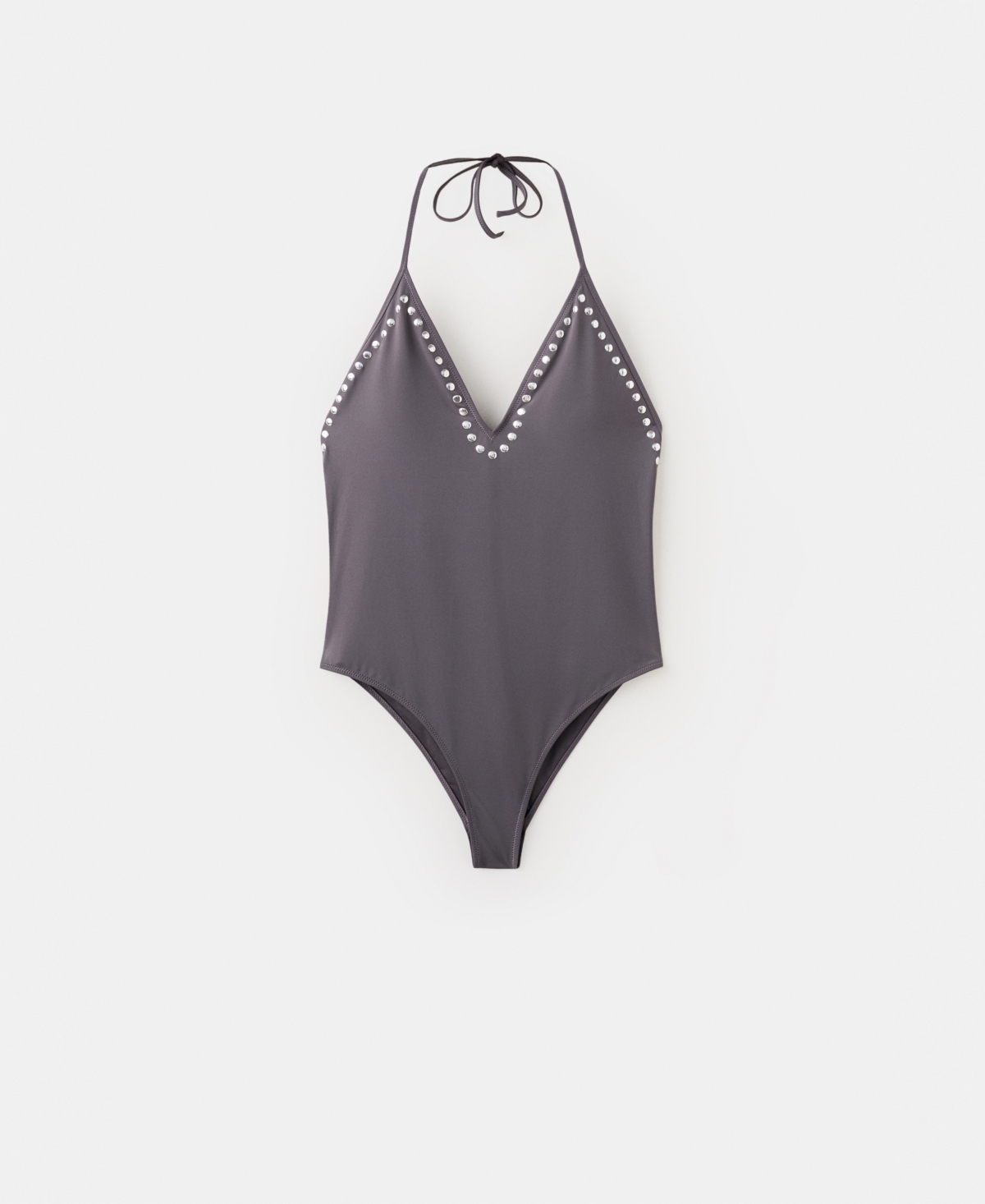 Click here for Mango Womens Studs Halter Swimsuit - Gray prices