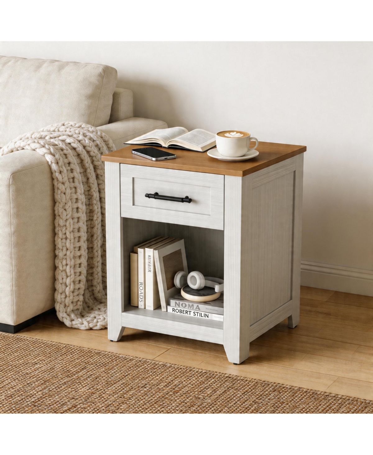 Click here for gaomon Farmhouse Nightstand with Charging Station... prices