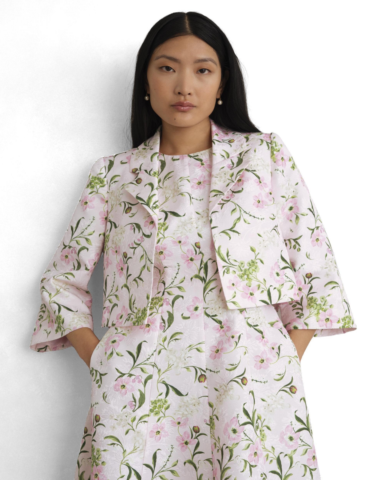Click here for Hobbs London Womens Lana Cropped Floral Jacket - D... prices