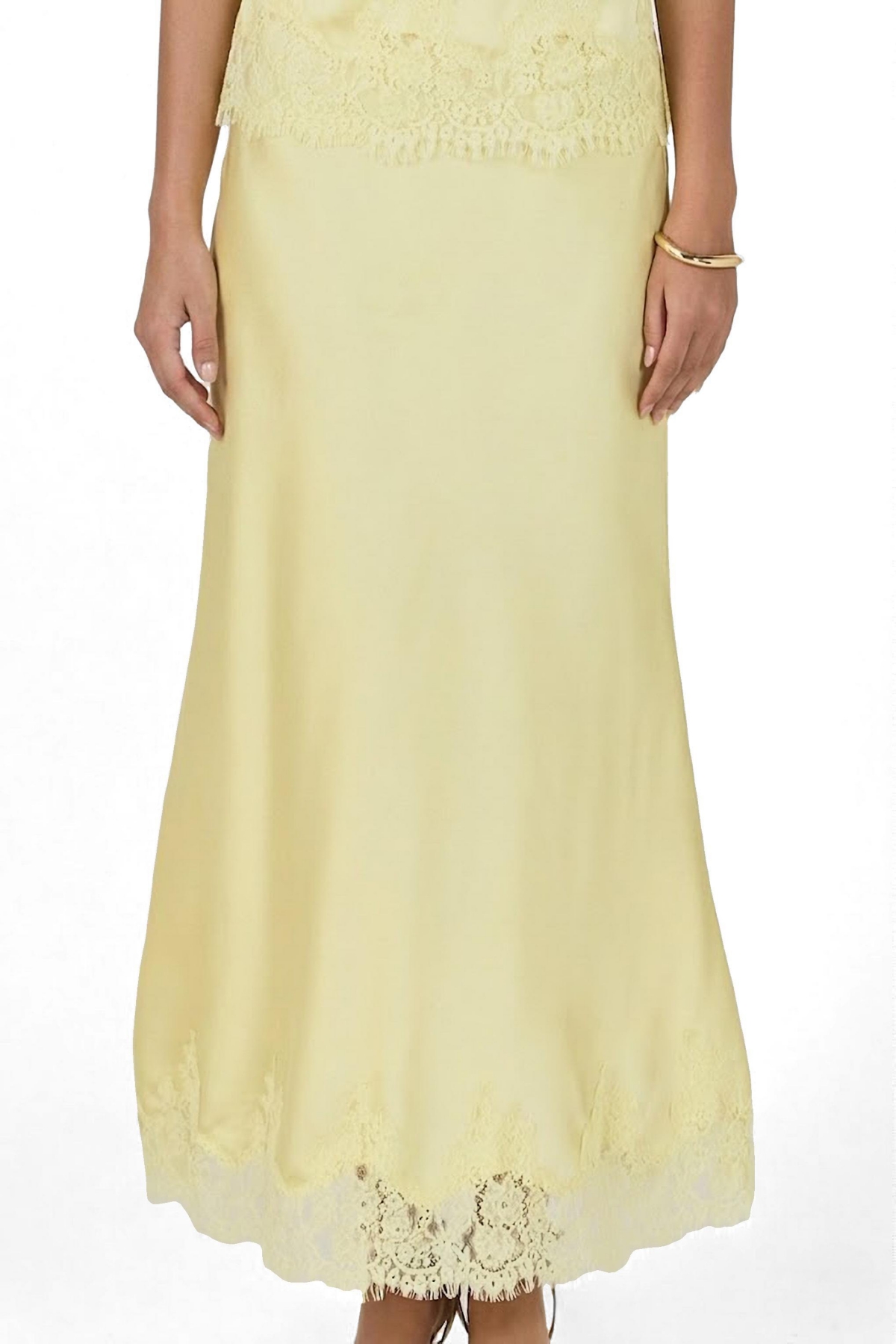 Click here for endless rose Womens Satin Lace Midi Skirt - Butter prices