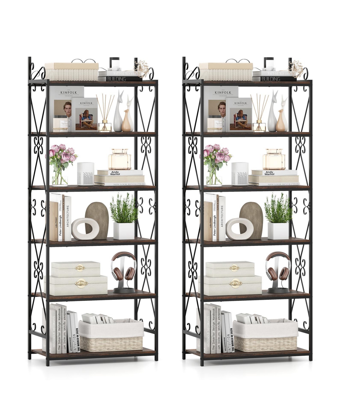 Click here for Gymax 2Pieces 6-Tier Bookshelf 71.5 Industrial Tal... prices