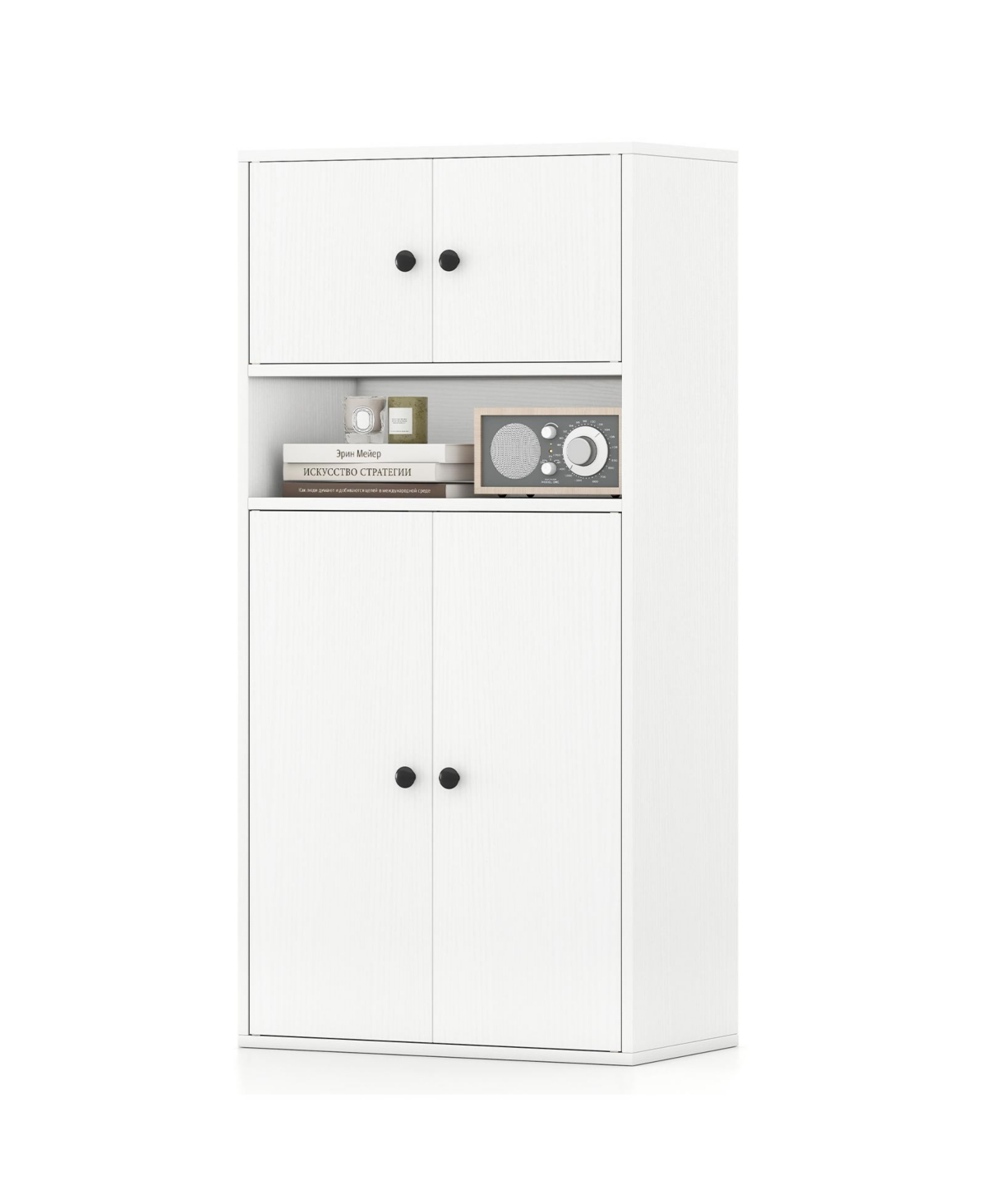 Click here for Gymax 44 Tall Bookshelf with Doors and Adjustable... prices