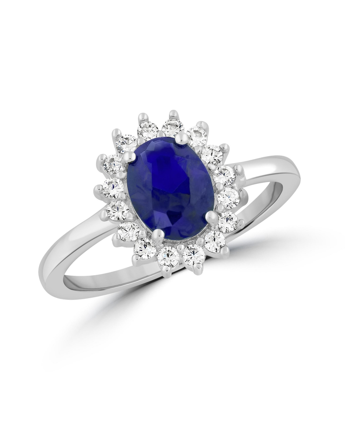 Click here for Simona Elegant Oval Sapphire Halo Cz Flower Design... prices