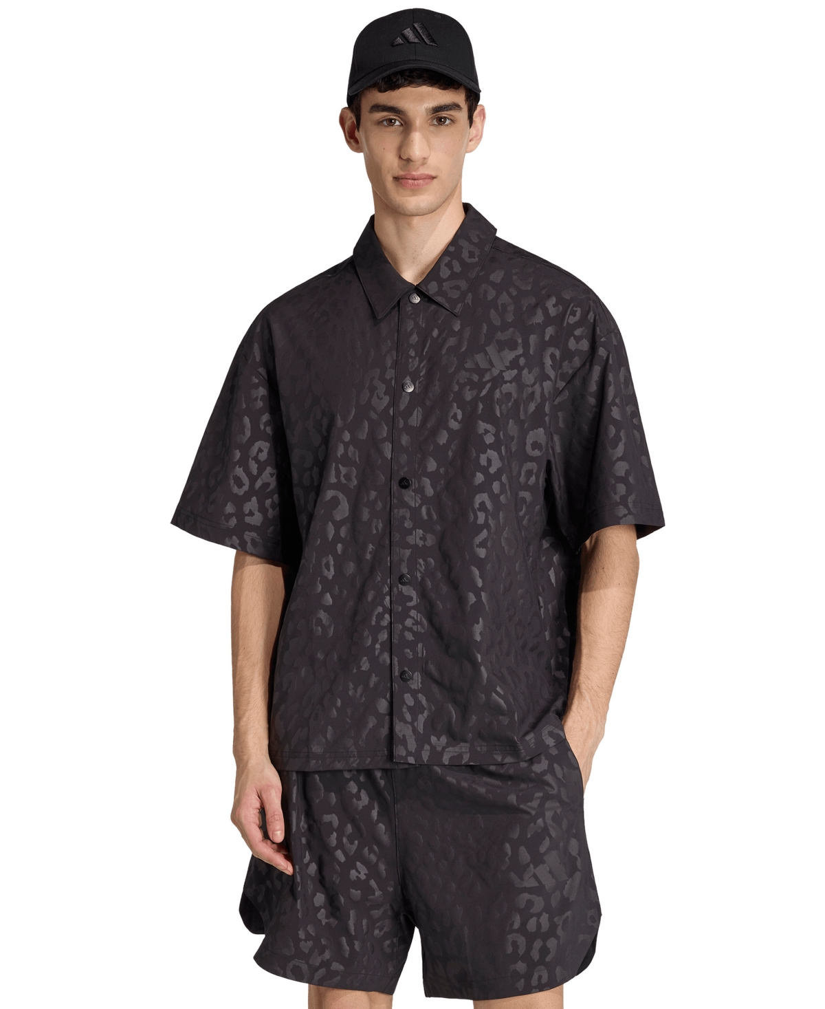 Click here for adidas Mens Tech Leopard Short-Sleeve Shirt - Blac... prices