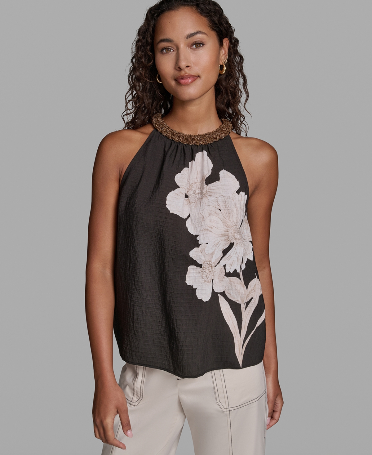 Click here for Karl Lagerfeld Paris Womens Halter Neck Top - Midn... prices
