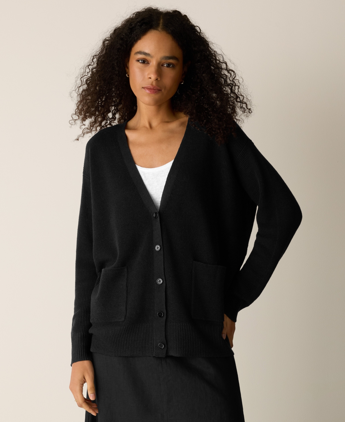 Click here for Eileen Fisher Womens V-Neck Cardigan - Black prices