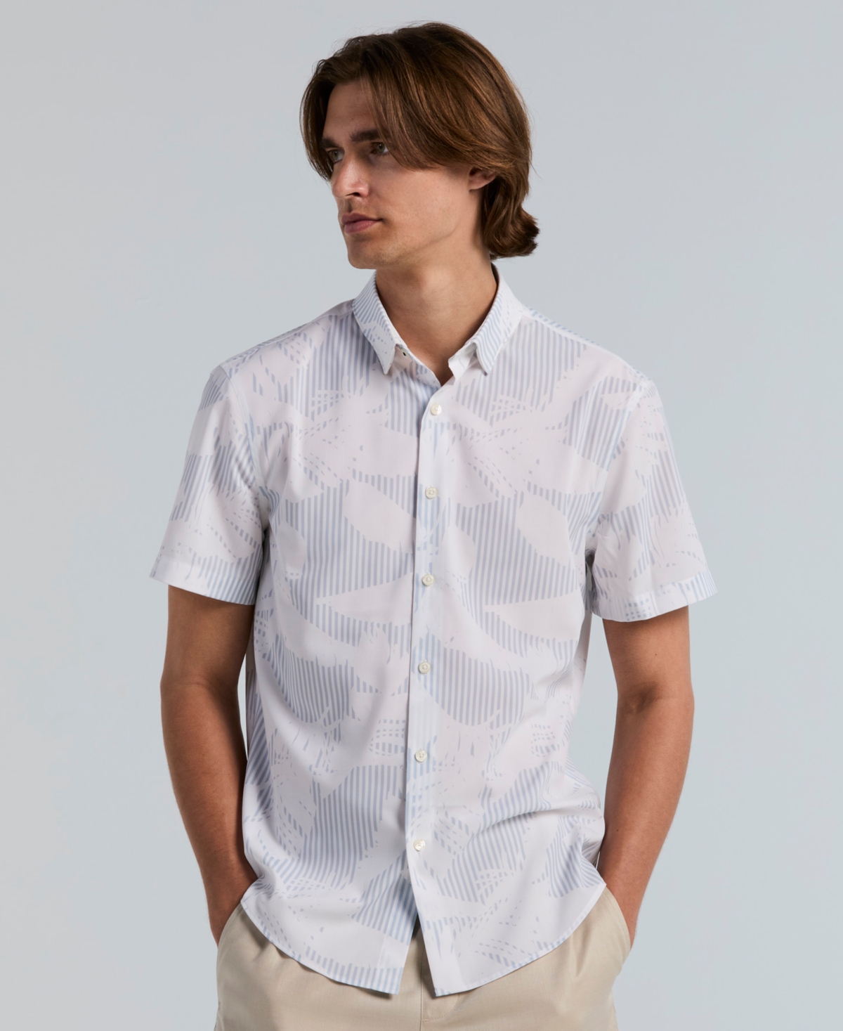 Click here for Perry Ellis Mens Slim-Fit Feather Print Short-Slee... prices