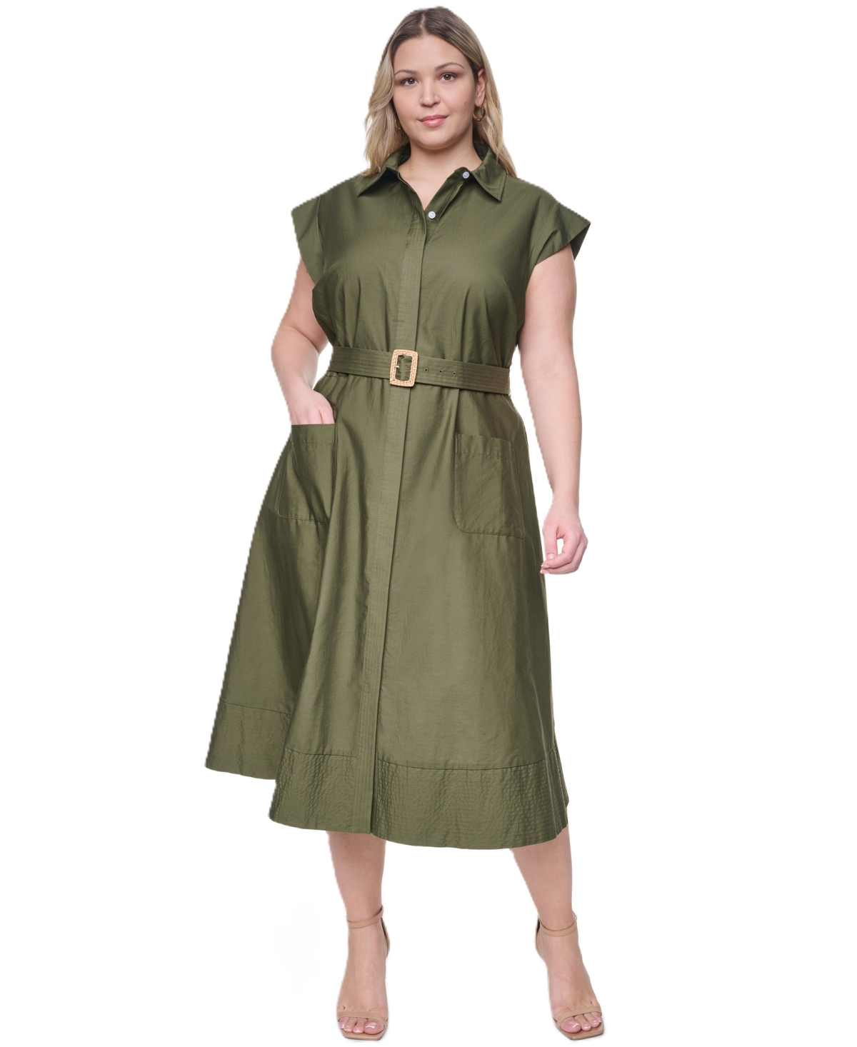 Click here for Eliza J Plus Size Trapunto Stitch Short-Sleeve Bel... prices
