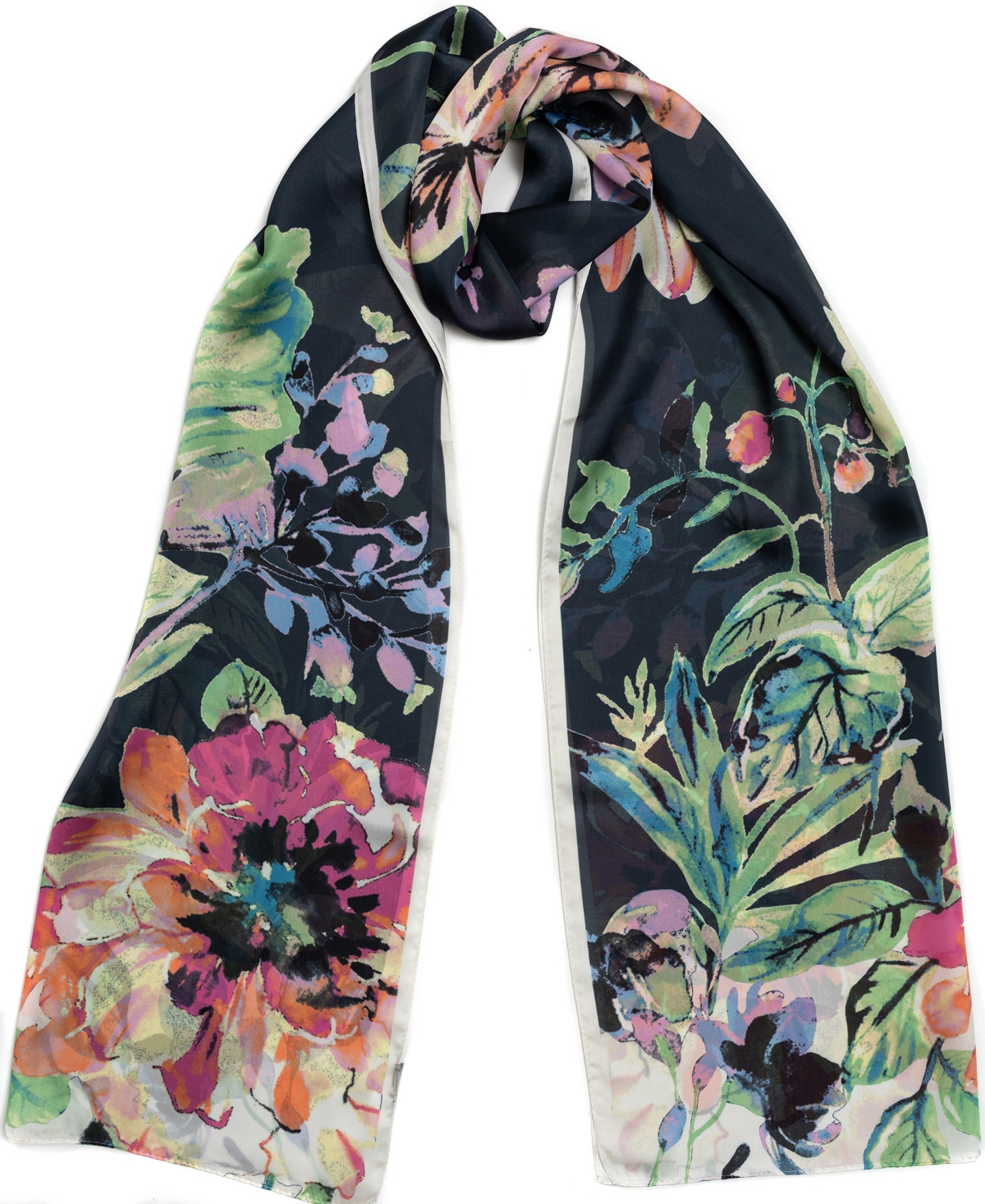 Click here for Vince Camuto Garden Blooms Oblong Scarf - Black Br... prices