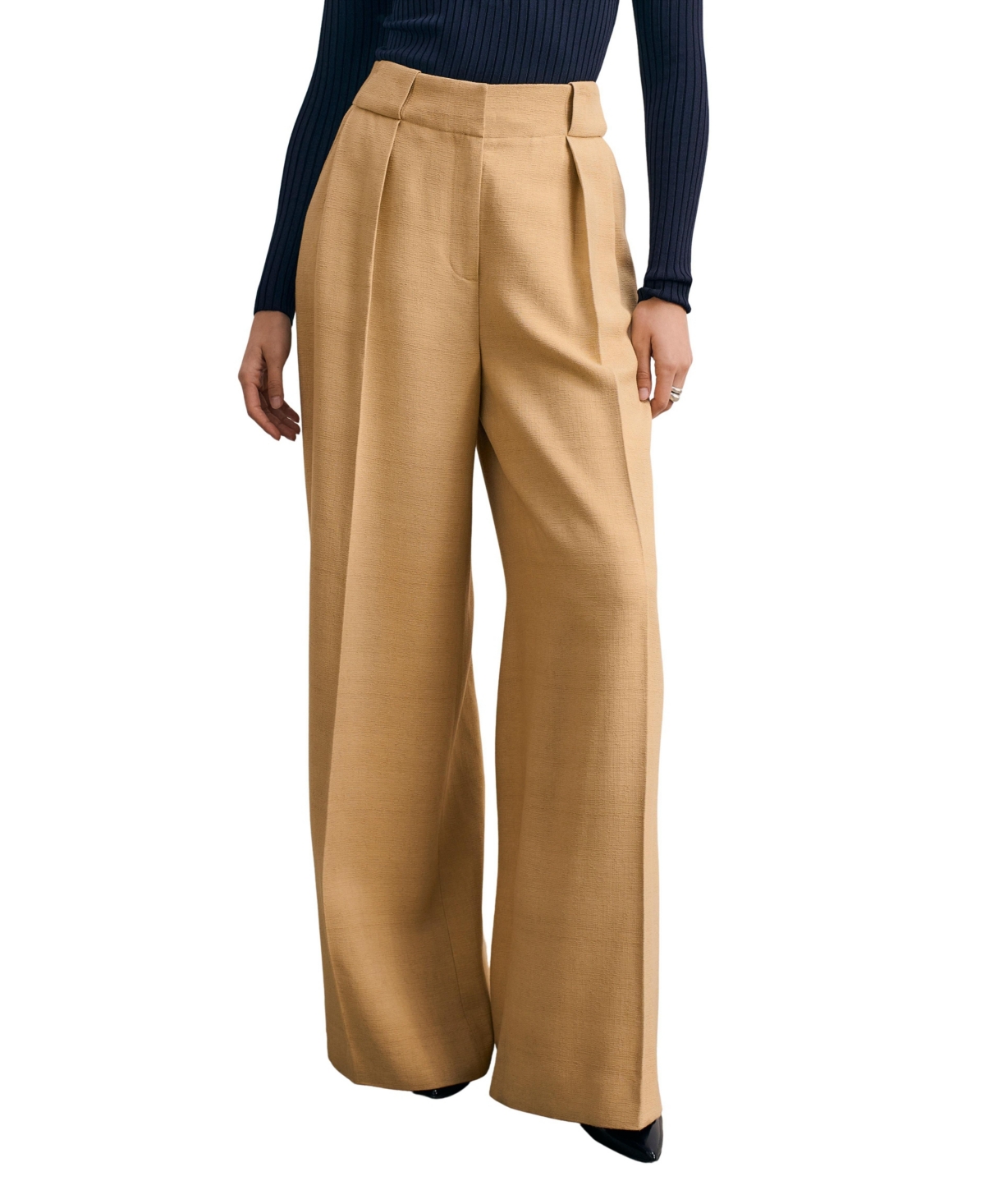 Click here for The Fold Womens Lyon Textured High Waist Pants - N... prices