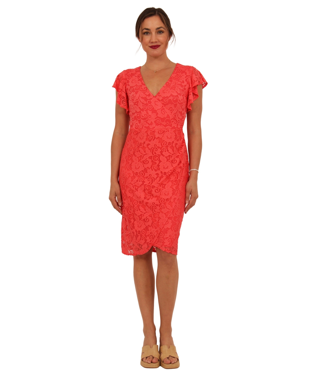 Click here for 24seven Comfort Apparel Womens Lace V-Neck Flutter... prices