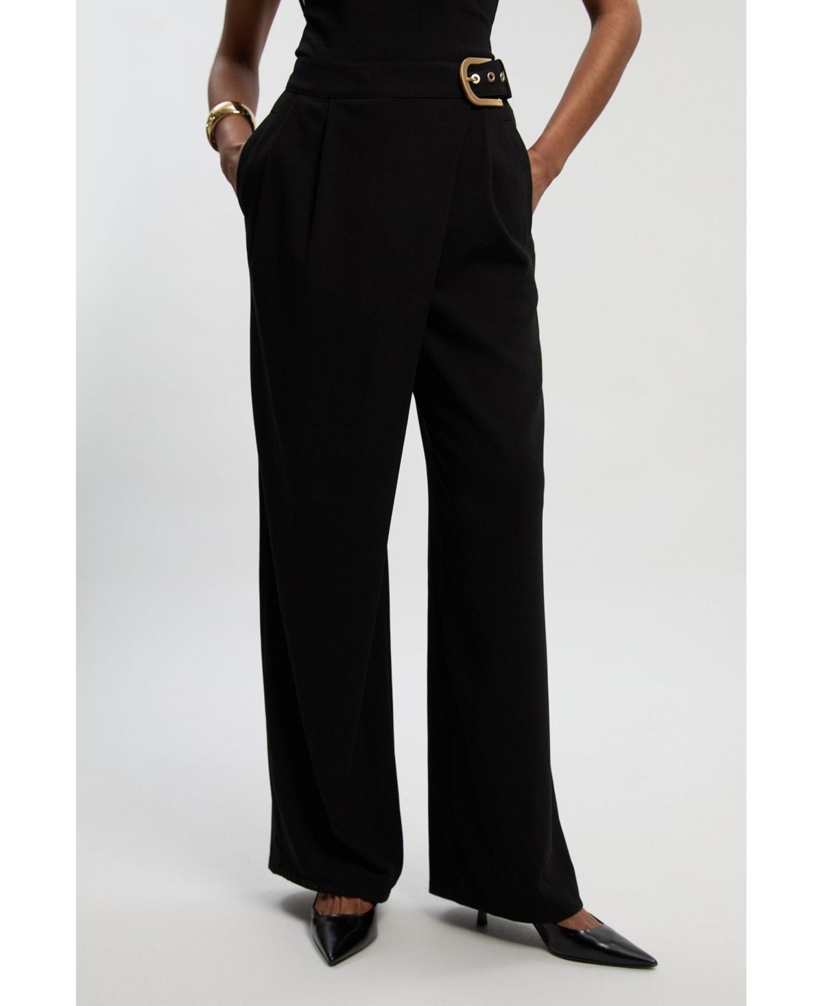 Click here for Karen Millen Womens Tailored Crepe Buckle Trousers... prices