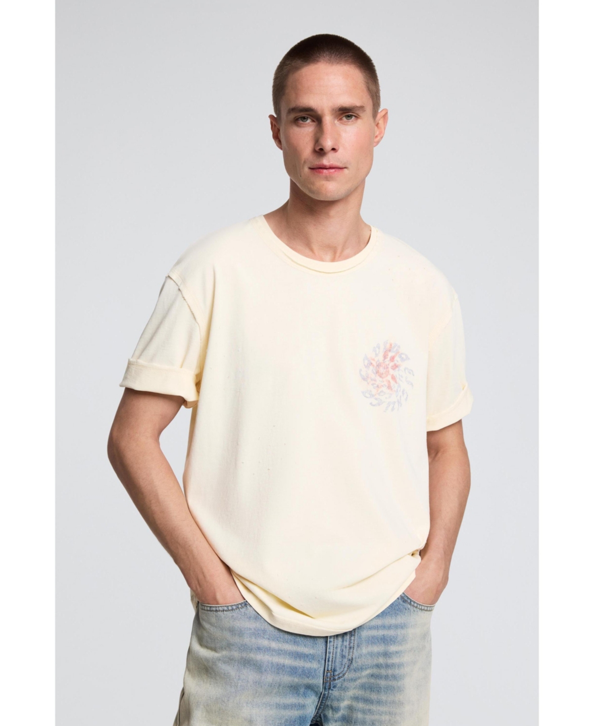 Click here for Desigual Mens Printed cotton T-shirt - Off white prices