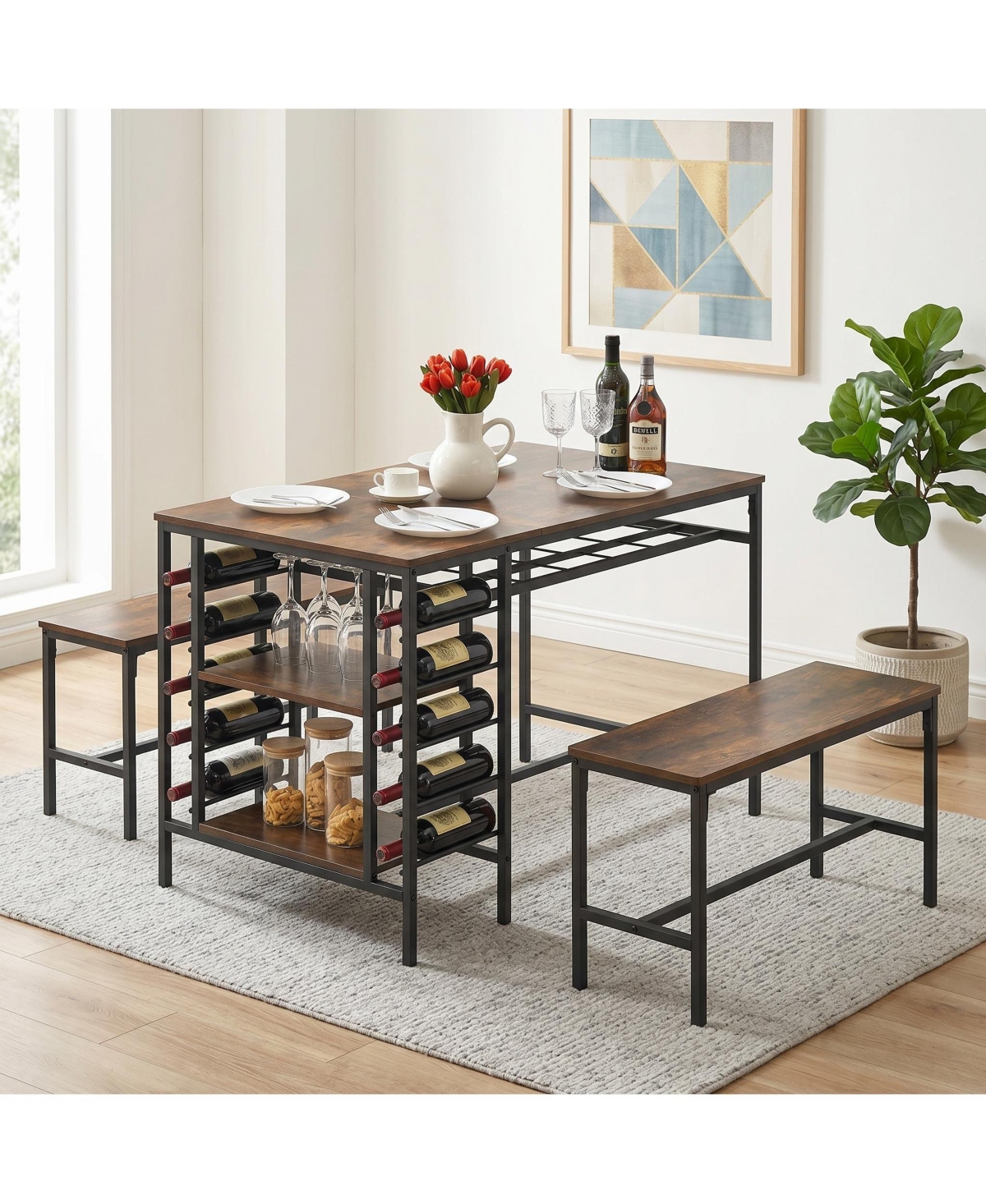 Click here for homfan 3 Piece Dining Table Set with Tuck-In Bench... prices