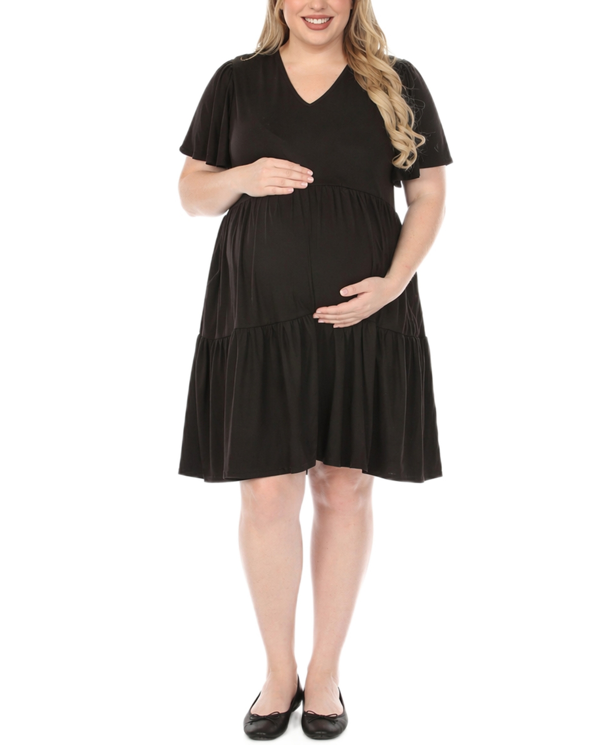 Click here for White Mark Plus Size Short-Sleeve Tiered A-Line Ma... prices