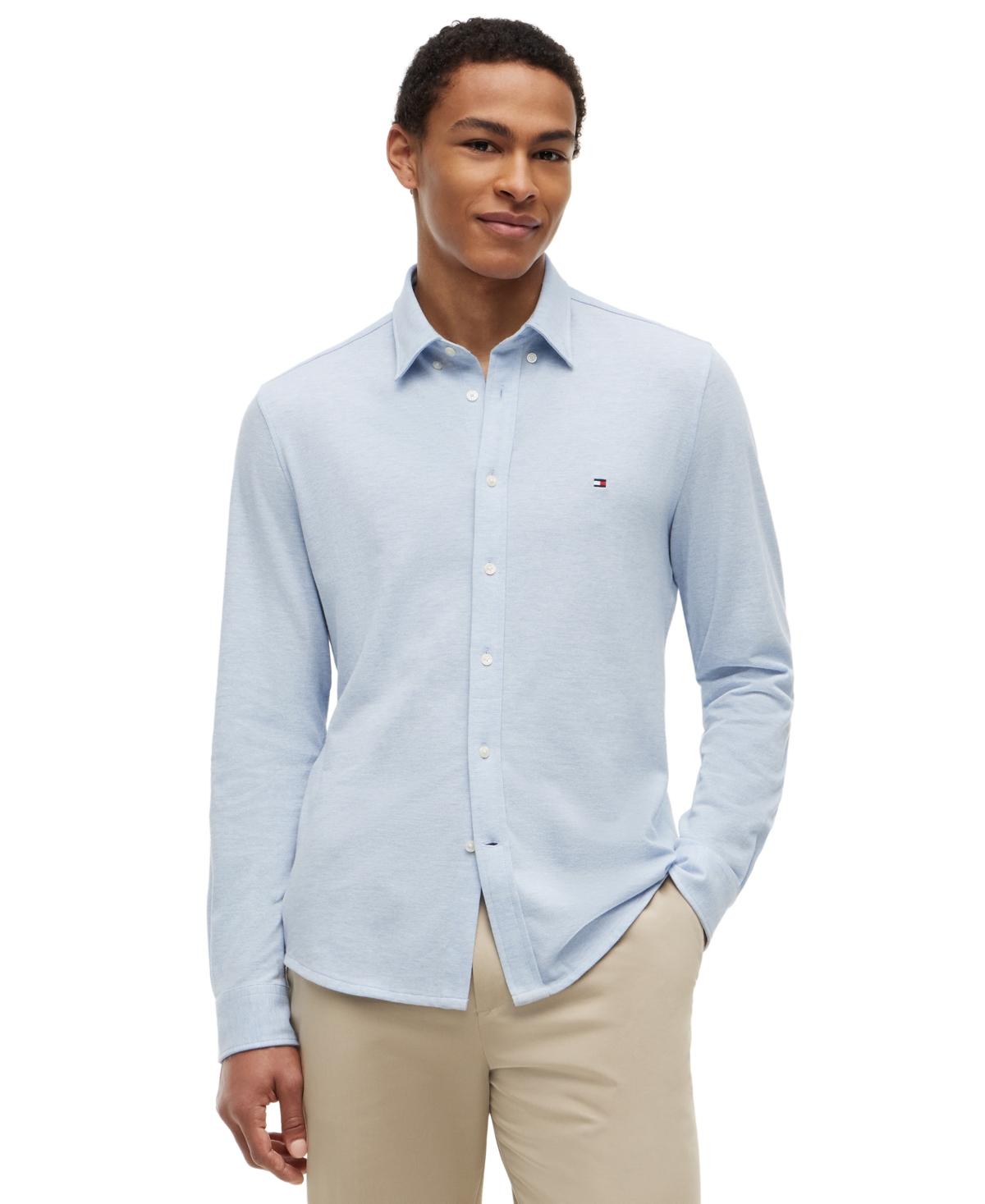 Click here for Tommy Hilfiger Mens Knit Pique Long-Sleeve Shirt -... prices