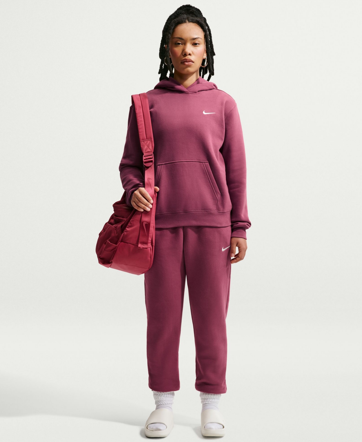 Click here for Nike Studio Fleece Womens Pull-On Hoodie - Pink Sm... prices
