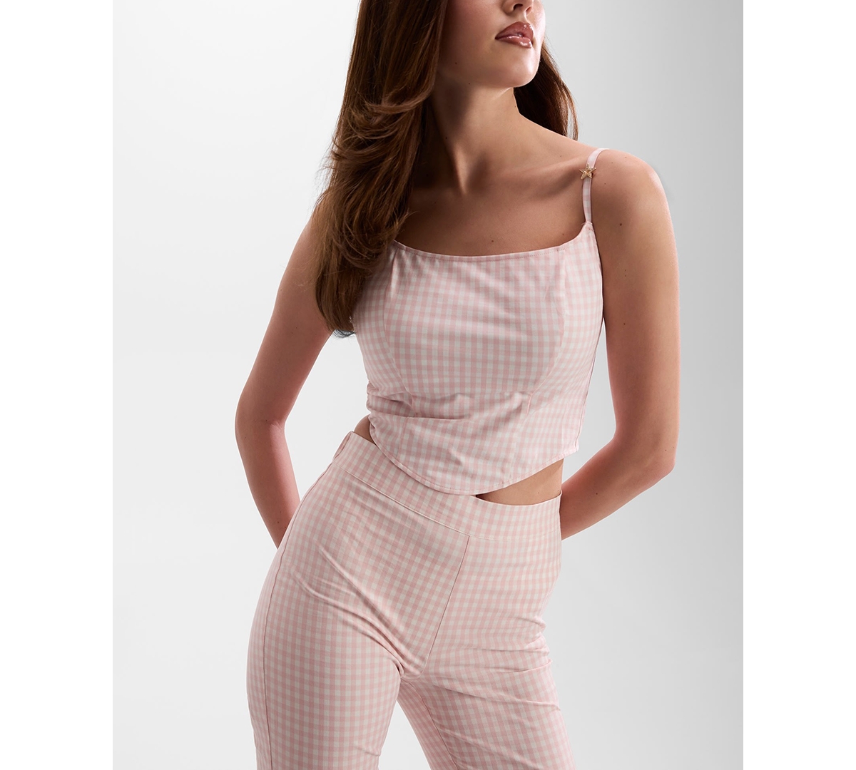 Click here for Guess Womens Marilyn Sleeveless Bustier Vichy Top... prices