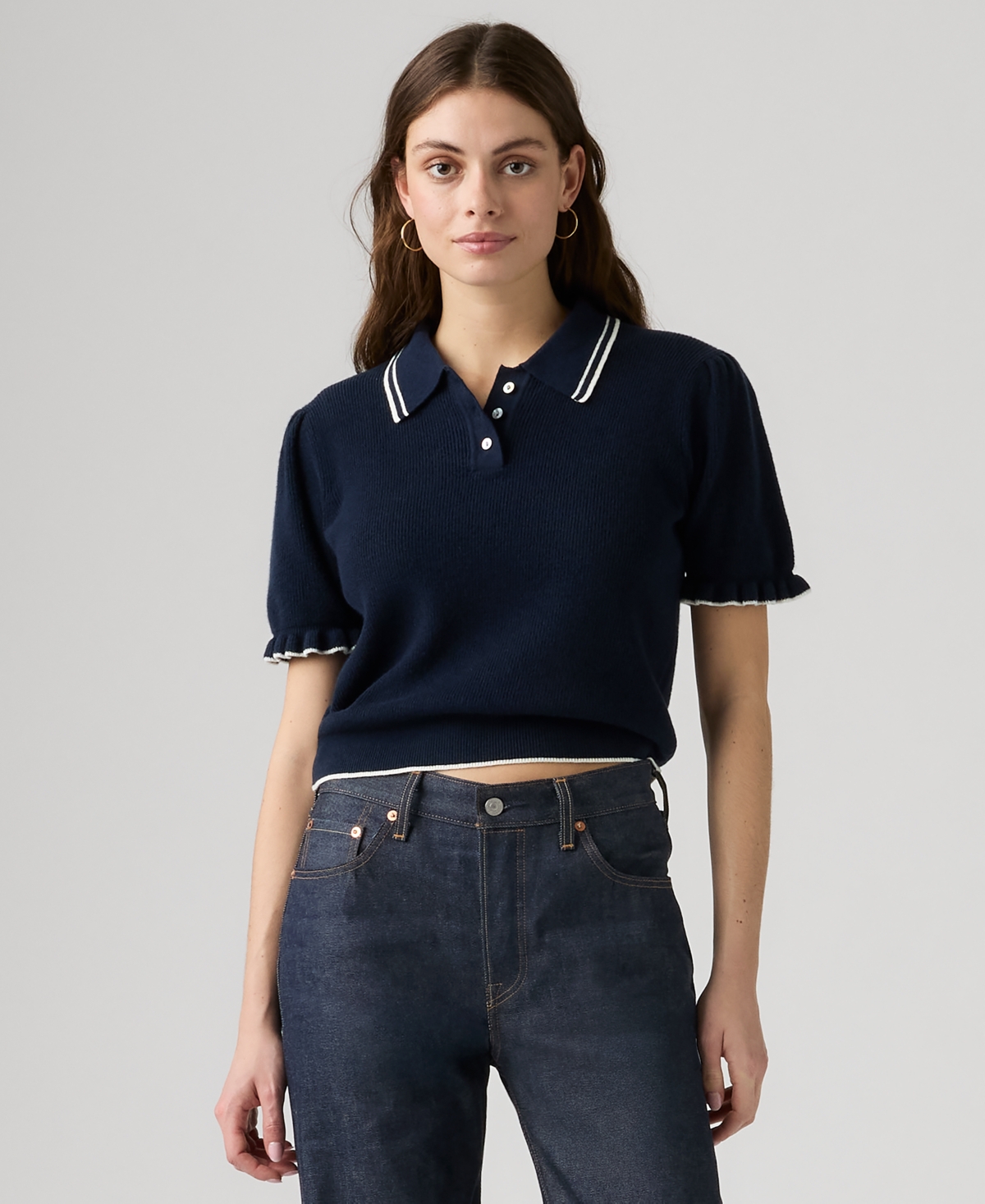 Click here for Levis Womens Short-Sleeve Pull-On Polo Shirt - Nav... prices