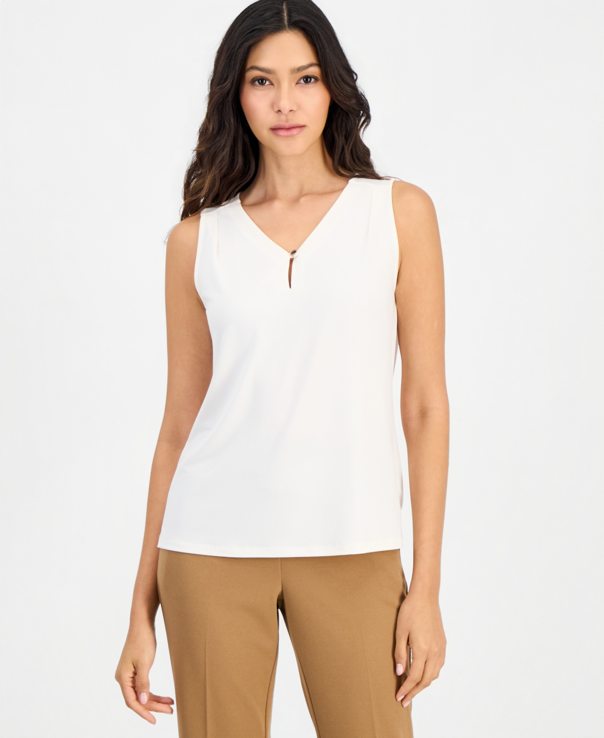 Click here for Anne Klein Essentials Petite V-Neck Keyhole Sleeve... prices